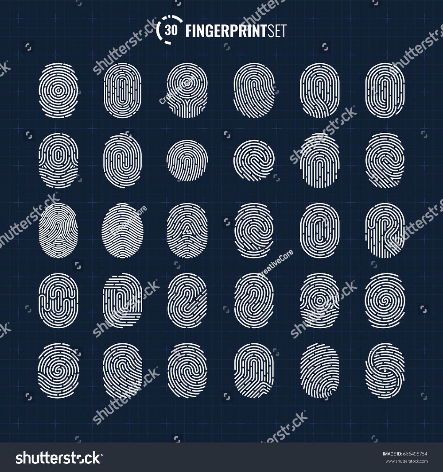 Big Vector Fingerprint Icons Collection Scifi Stock Vector (Royalty ...