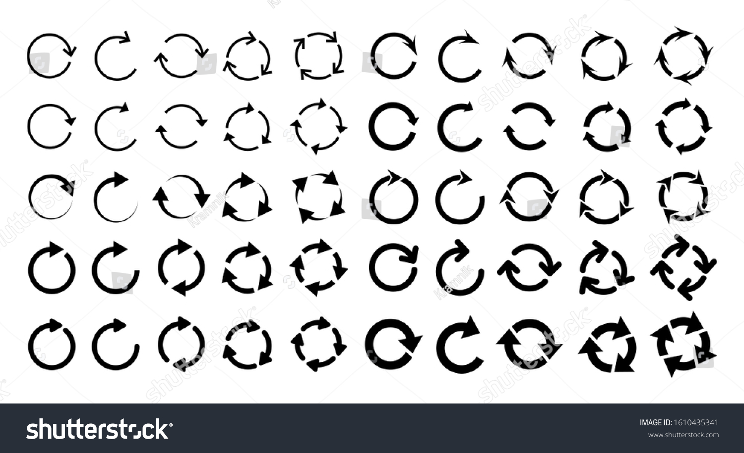 Big Vector Reload Arrows Set Round Stock Vector (Royalty Free ...