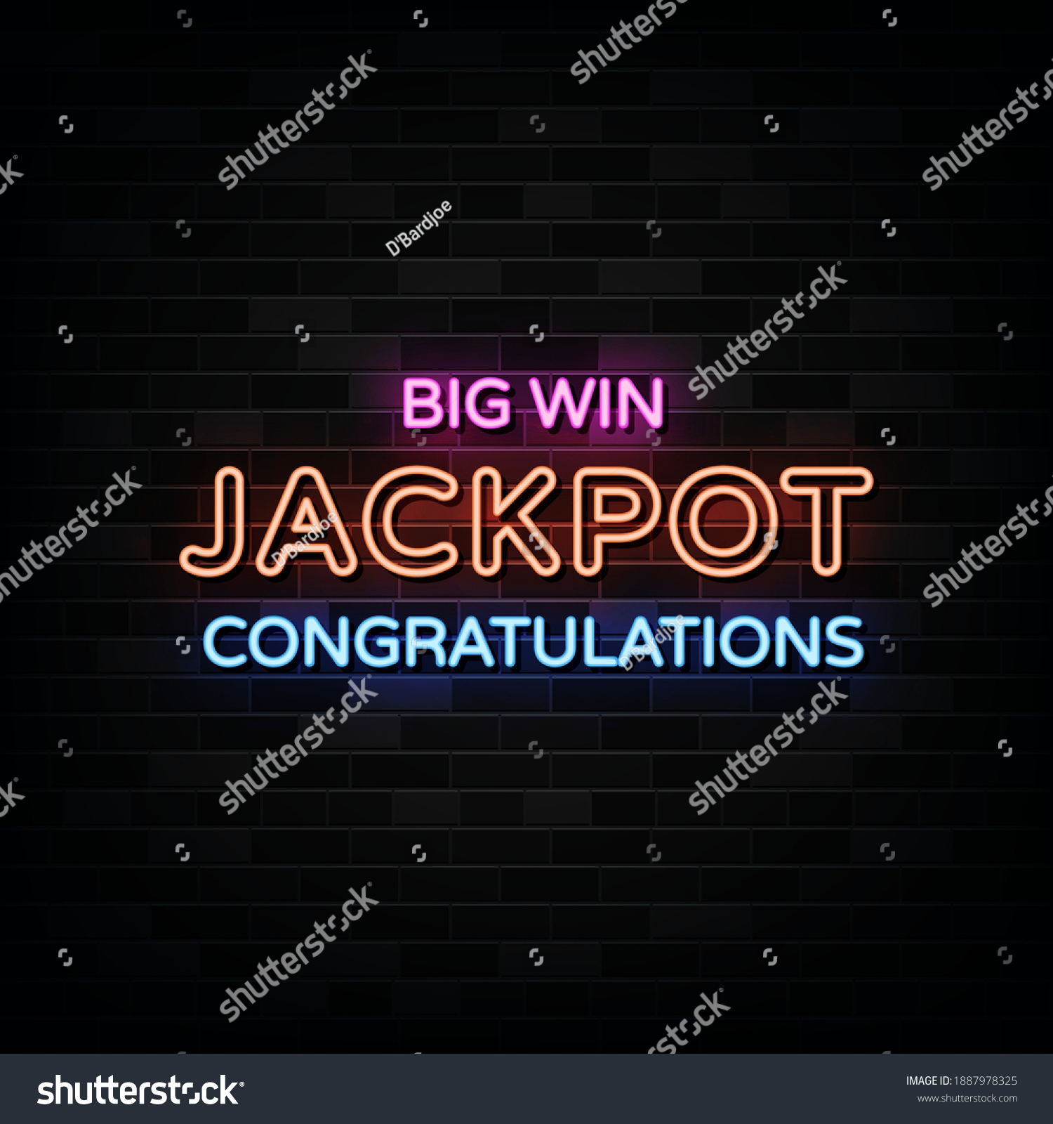 Big Win Jackpot Neon Signs Vector Stock Vector (Royalty Free ...