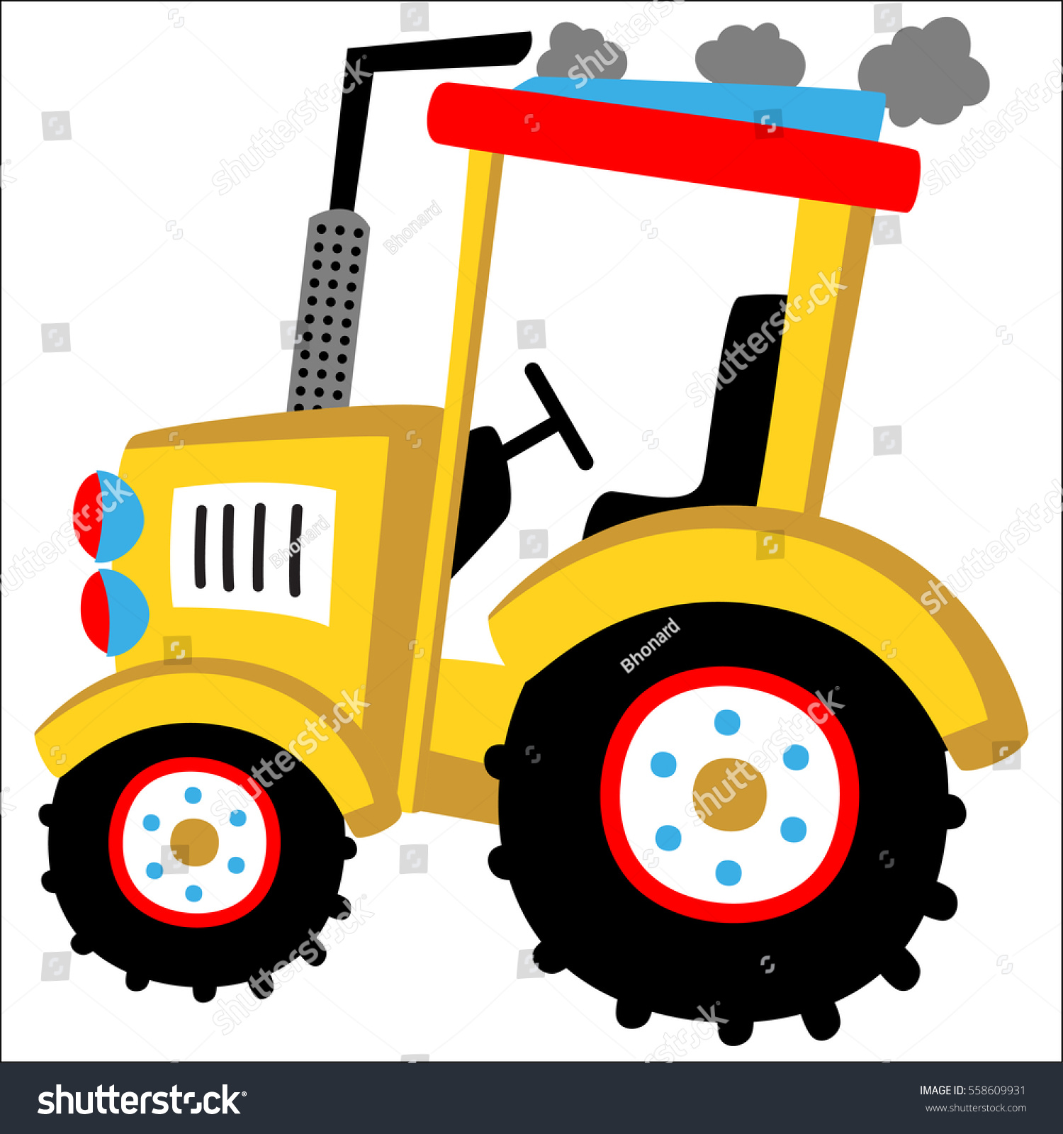 Big Yellow Tractor Vector Cartoon Stock Vector (Royalty Free) 558609931 ...