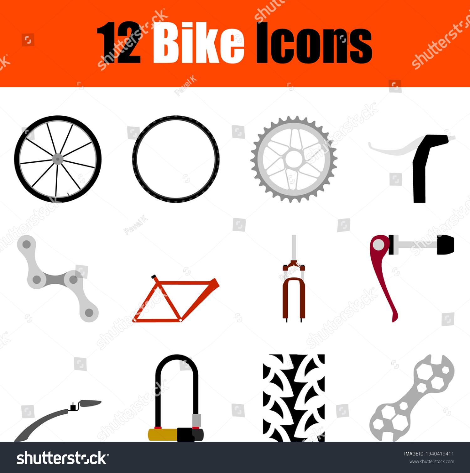 Bike Icon Set Flat Design Fully Stock Vector (Royalty Free) 1940419411
