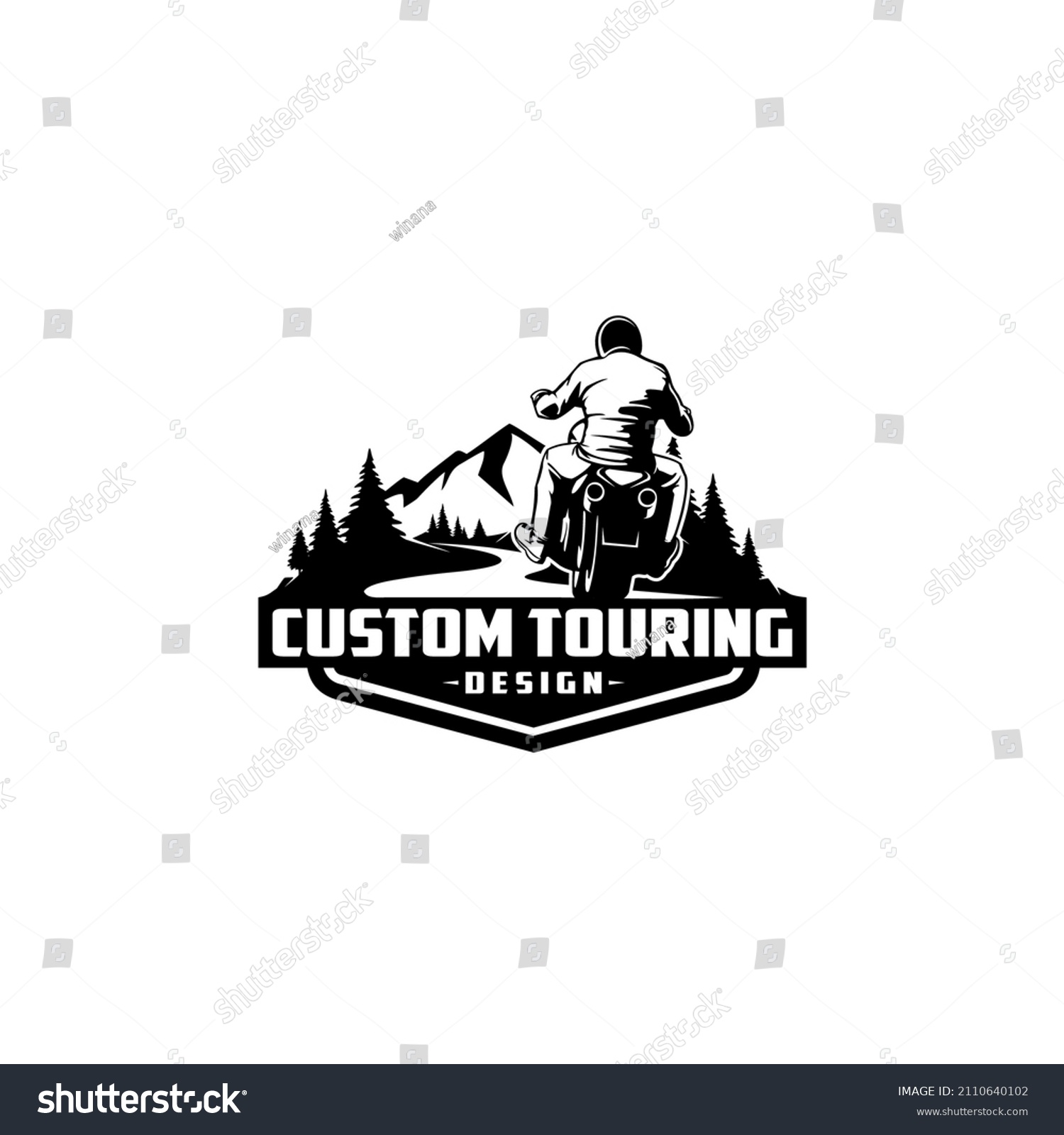 Biker On Motorcycle Back Side Logo Stock Vector (Royalty Free) 2110640102