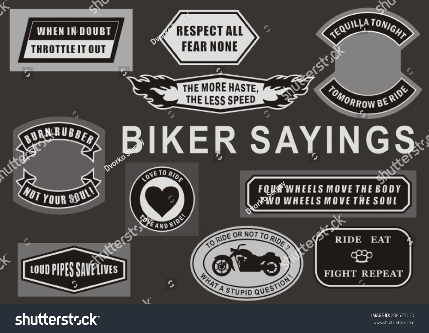 Biker Sayings Stock Vector (Royalty Free) 288535130 | Shutterstock