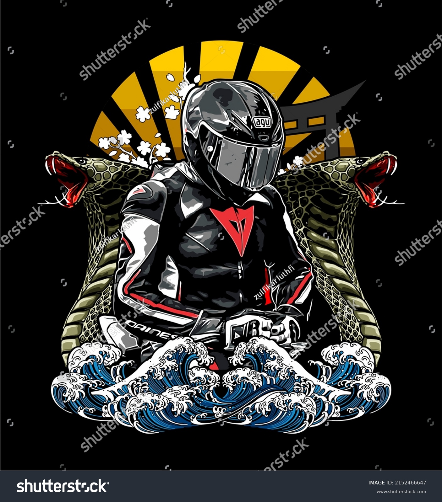 Biker Helmet Full Face Vector Template Stock Vector (Royalty Free ...