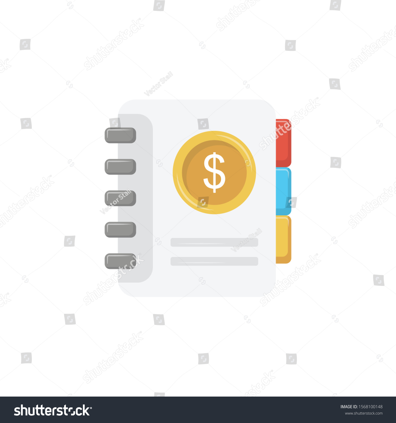 Bill Book Vector Flat Colour Icon Stock Vector (Royalty Free) 1568100148