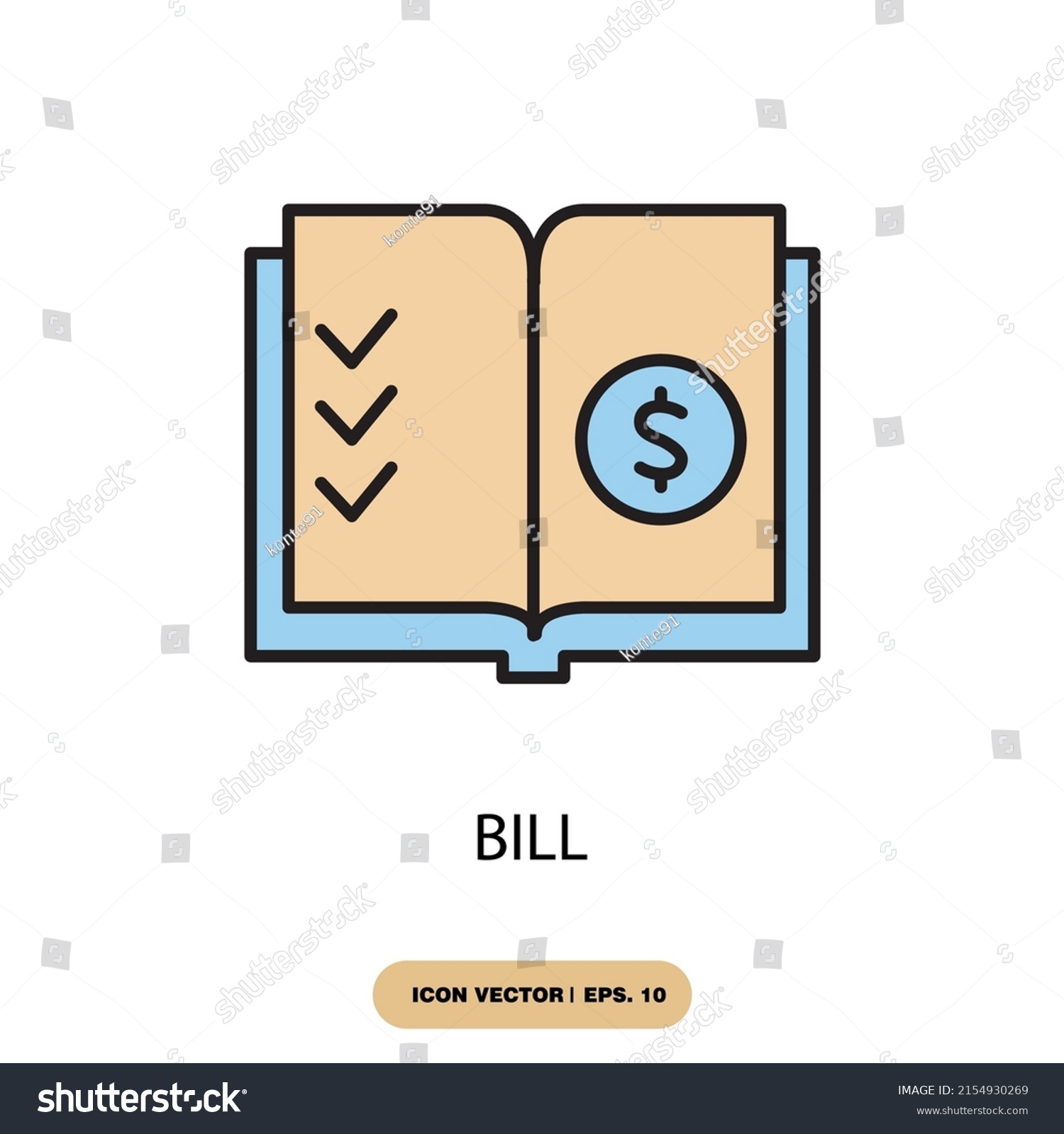 Bill Icons Symbol Vector Elements Infographic Stock Vector (Royalty ...