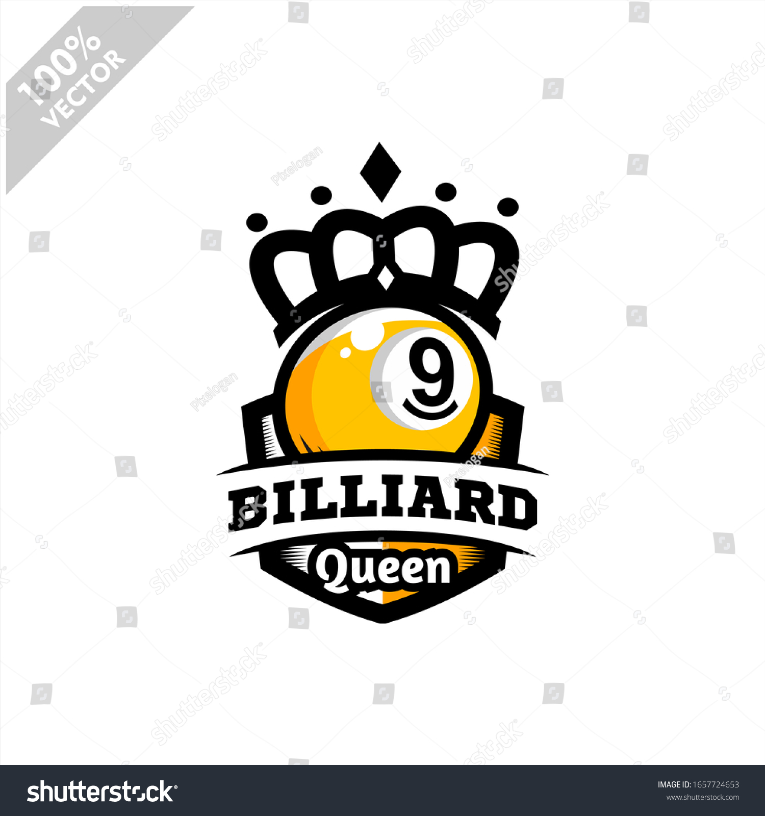 Billiard 9 Ball Queen Logo Design Stock Vector (Royalty Free ...