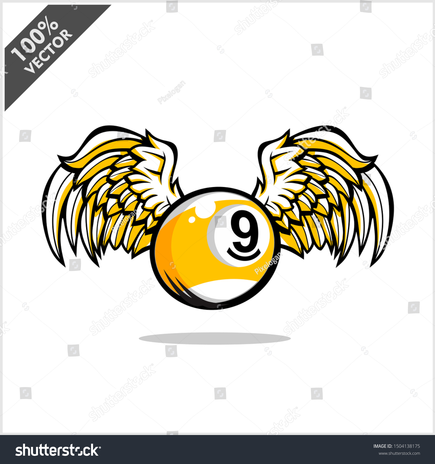 Billiard 9 Ball Wing Logo Vector Stock Vector (Royalty Free) 1504138175