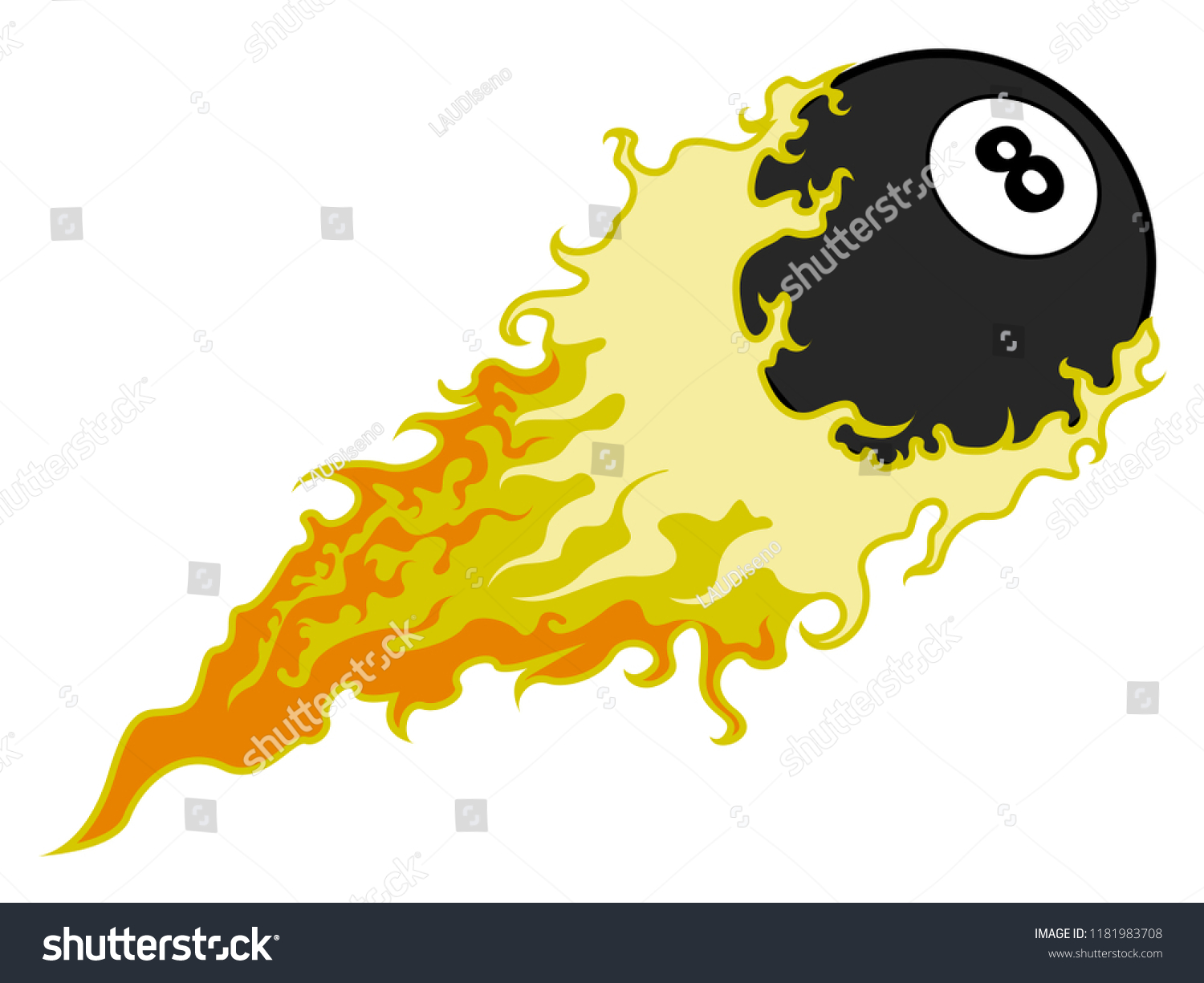 Billiard Ball Fire Effect Vector Illustration Stock Vector (Royalty ...