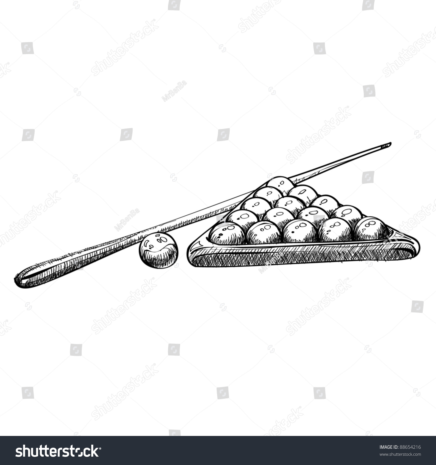 Billiard Sketch Vector Illustration - 88654216 : Shutterstock