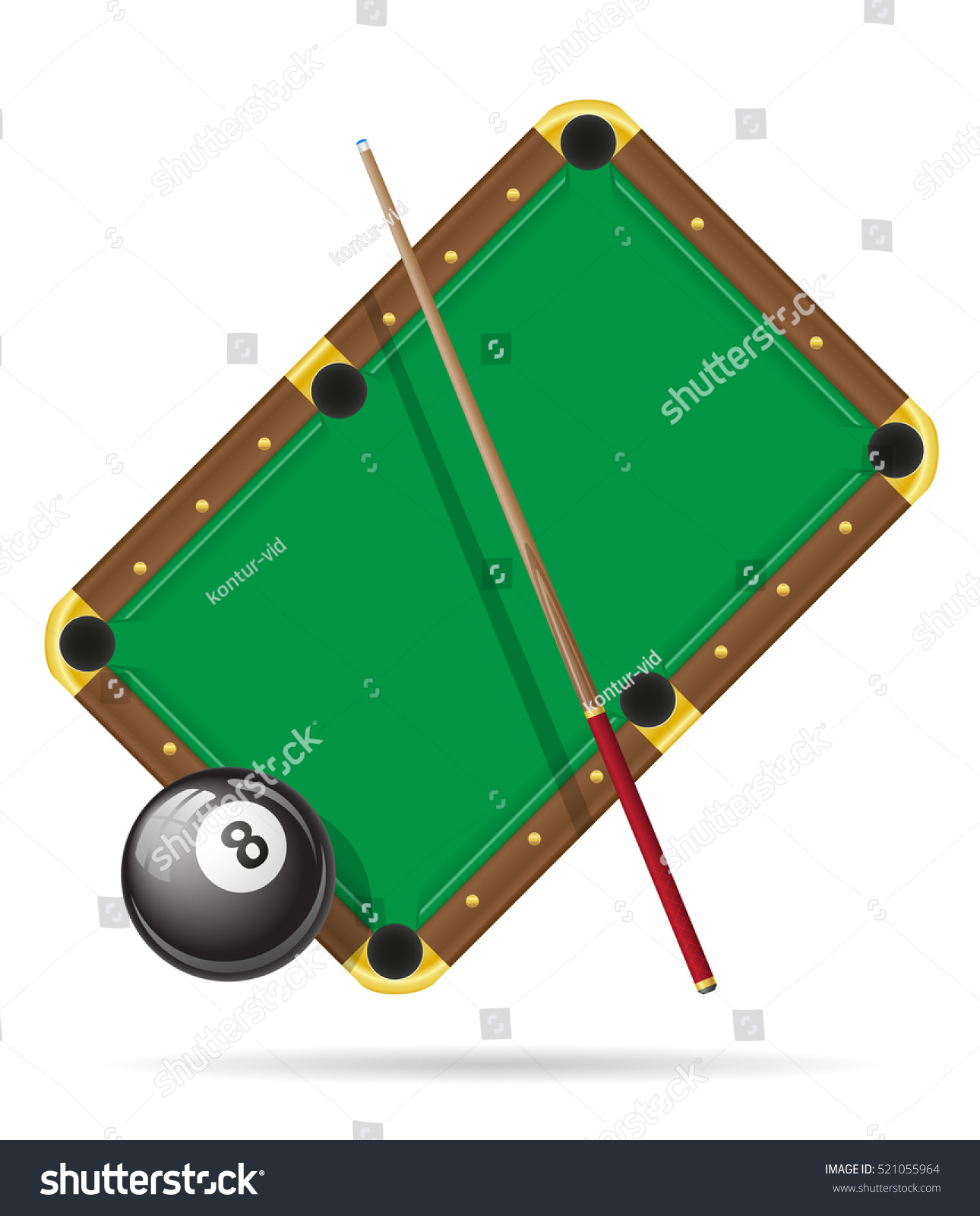 Billiards Pool Table Vector Illustration Isolated Stock Vector (Royalty ...