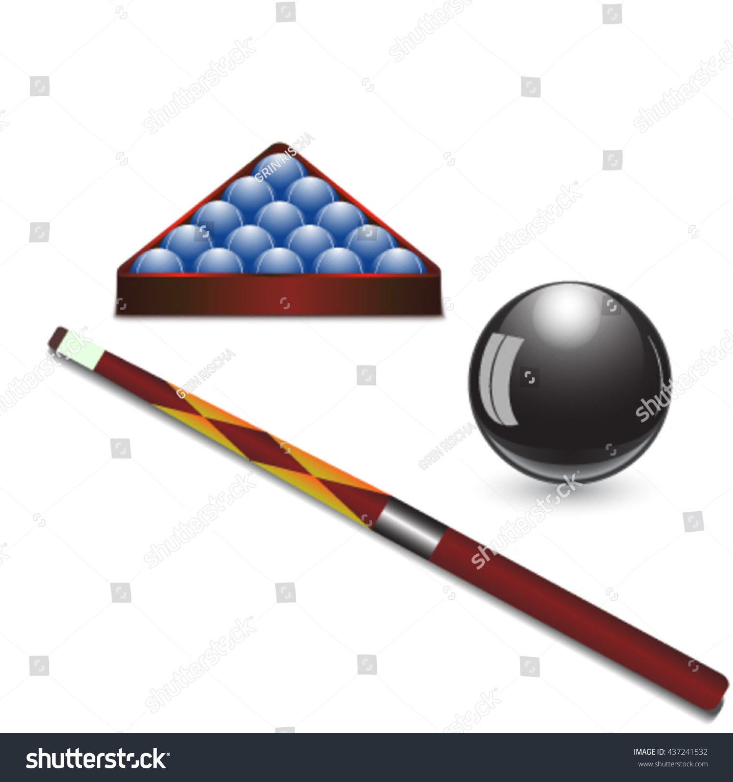 Billiards Stick Ball Emblems Labels Elements Stock Vector (Royalty Free ...