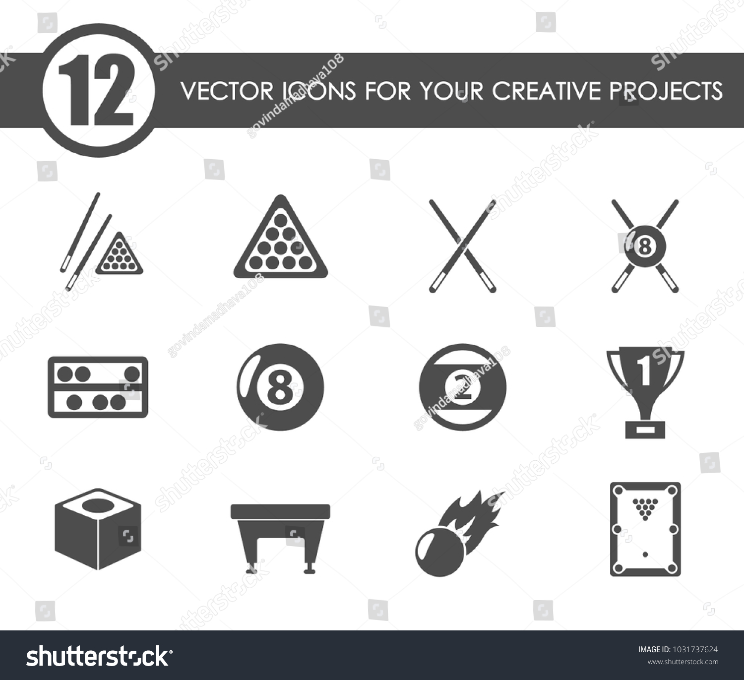 iconos vectoriales de billar para sus: vector de stock (libre de ...