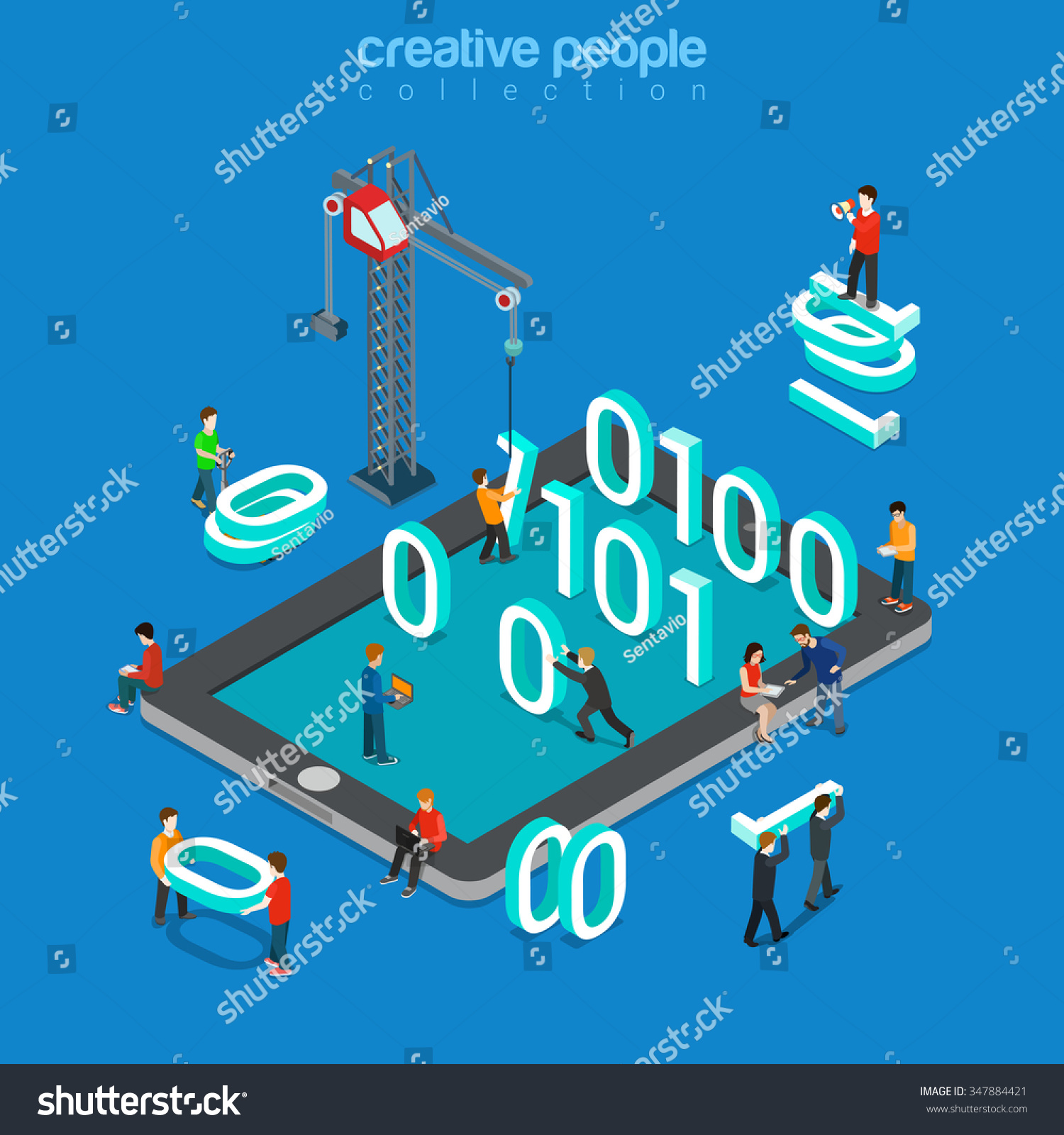 Binary Data Zero One Flat 3d Stock Vector (Royalty Free) 347884421