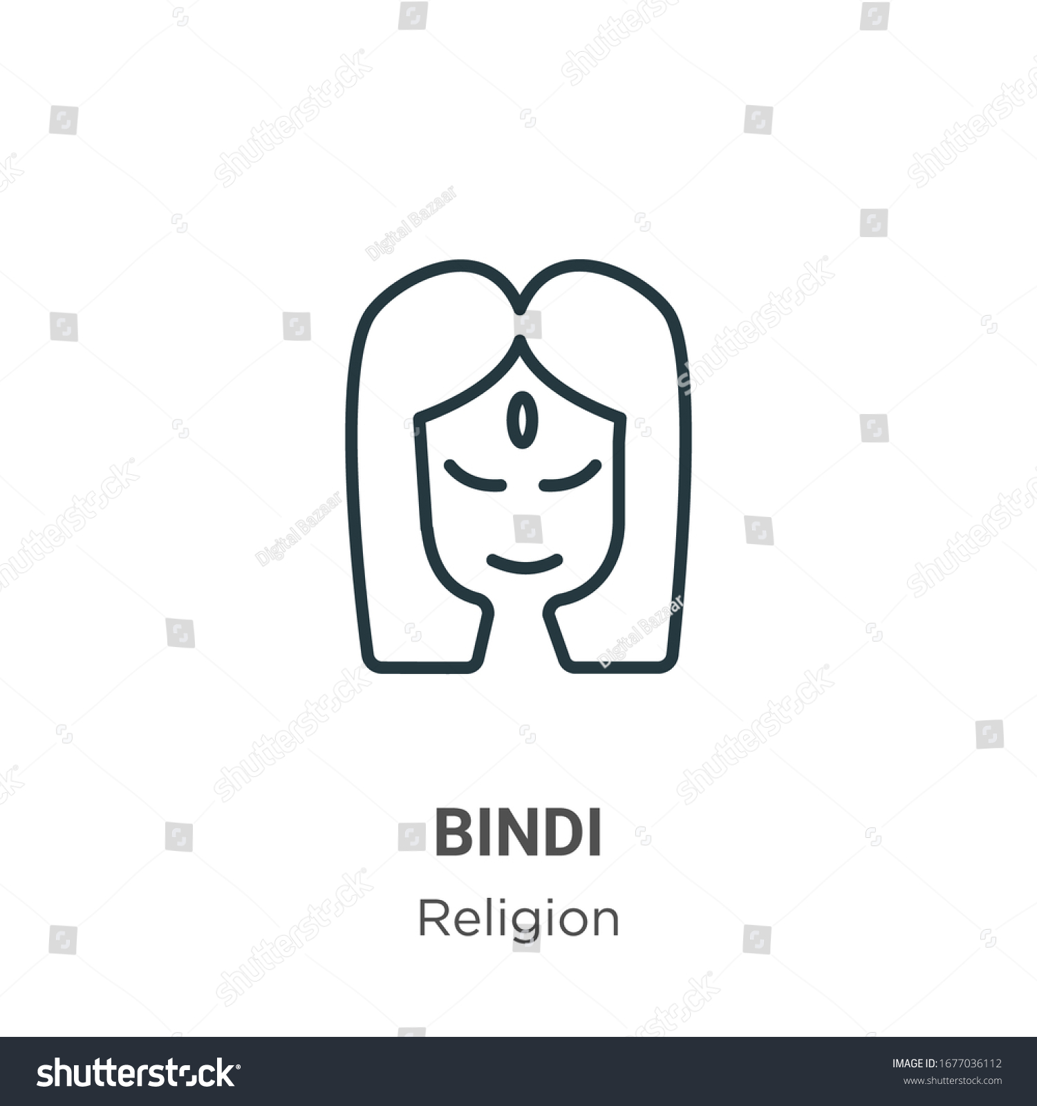 Bindi Outline Vector Icon Thin Line: เวกเตอร์สต็อก (ปลอดค่าลิขสิทธิ์ ...