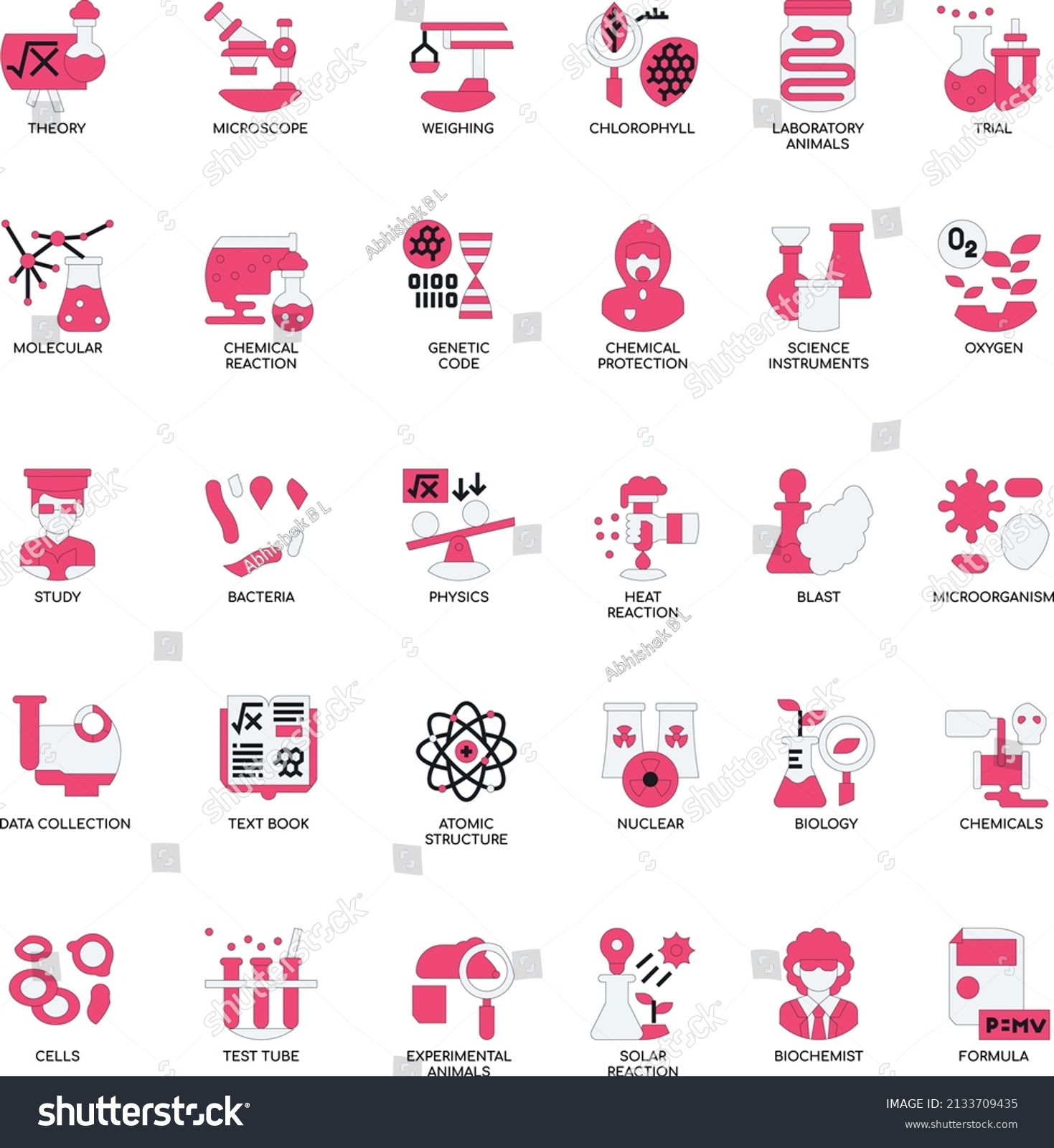 Biochemistry Color Flat Vector Icon Collection Stock Vector (Royalty ...