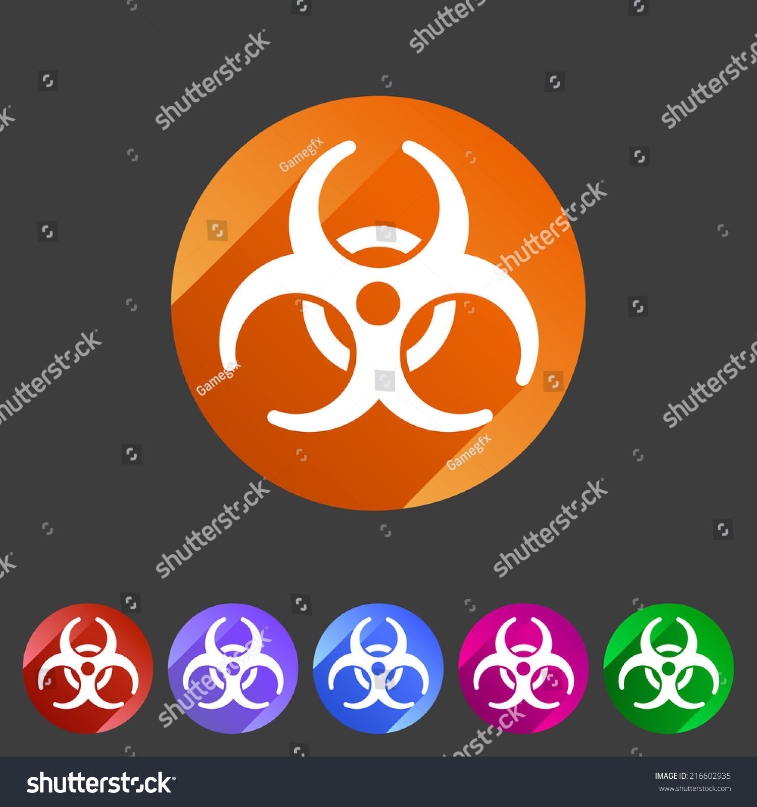 Biohazard Flat Icon Badge Stock Vector (Royalty Free) 216602935