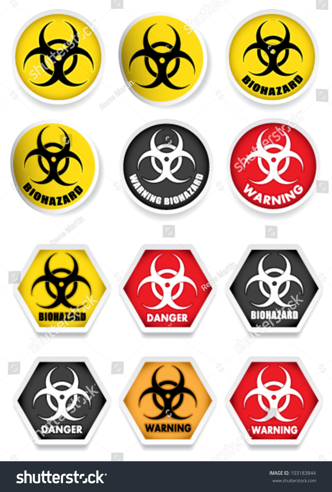 Biohazard Stickers Labels Stock Vector 103183844 - Shutterstock