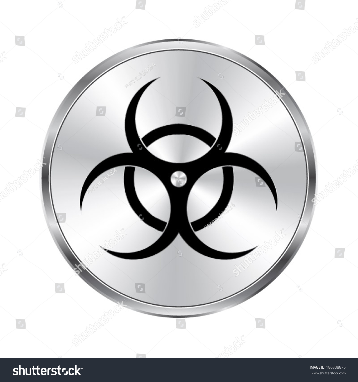 Biohazard Symbol Vector Brushed Metal Button: vector de stock (libre de ...