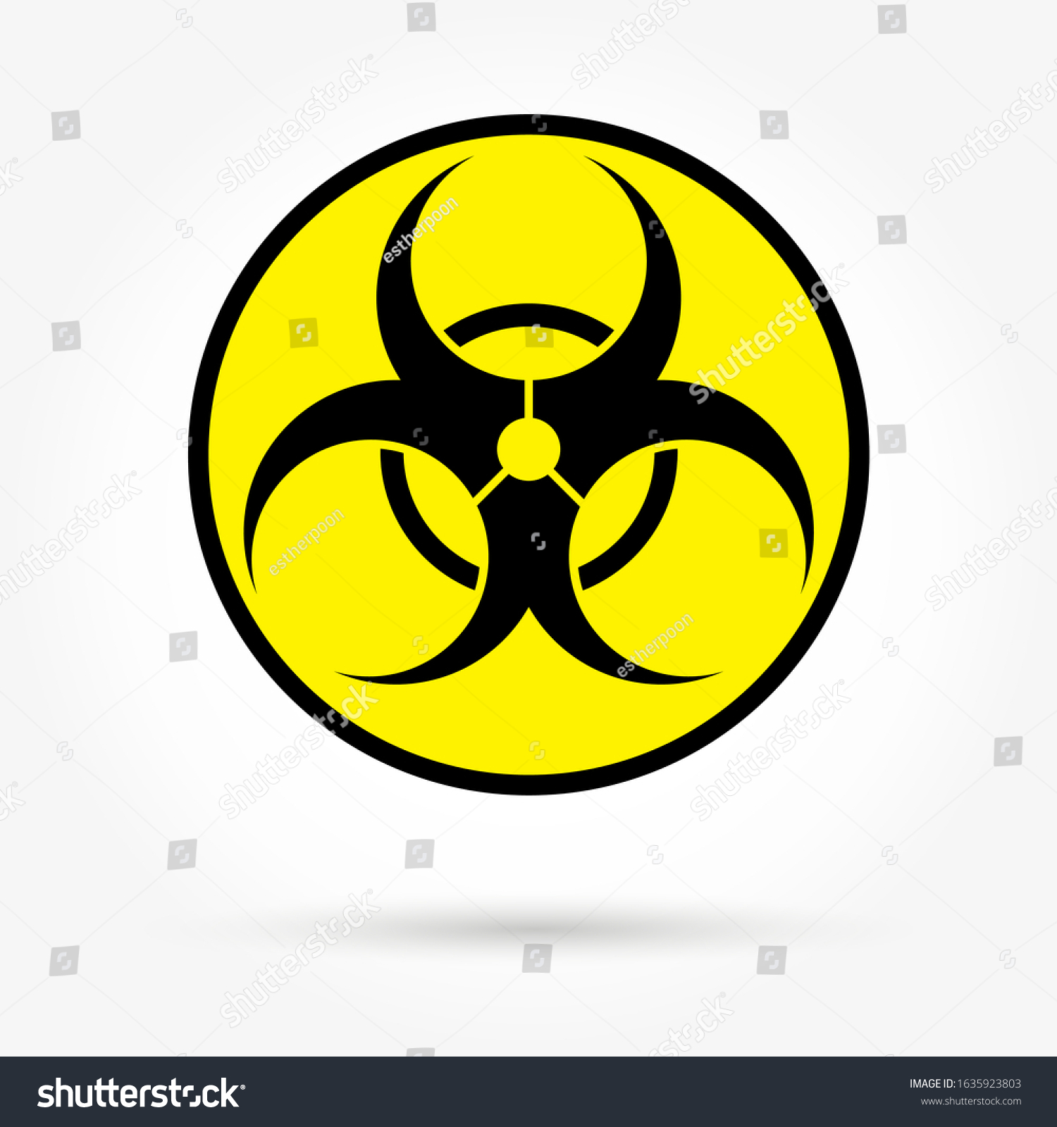 Biohazard Yellow Warning Icon Vector Stock Vector (Royalty Free) 1635923803