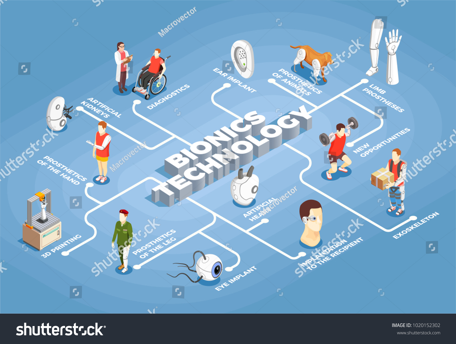 Bionics Technology Flowchart Artificial Organs 3d Stock Vector (Royalty ...