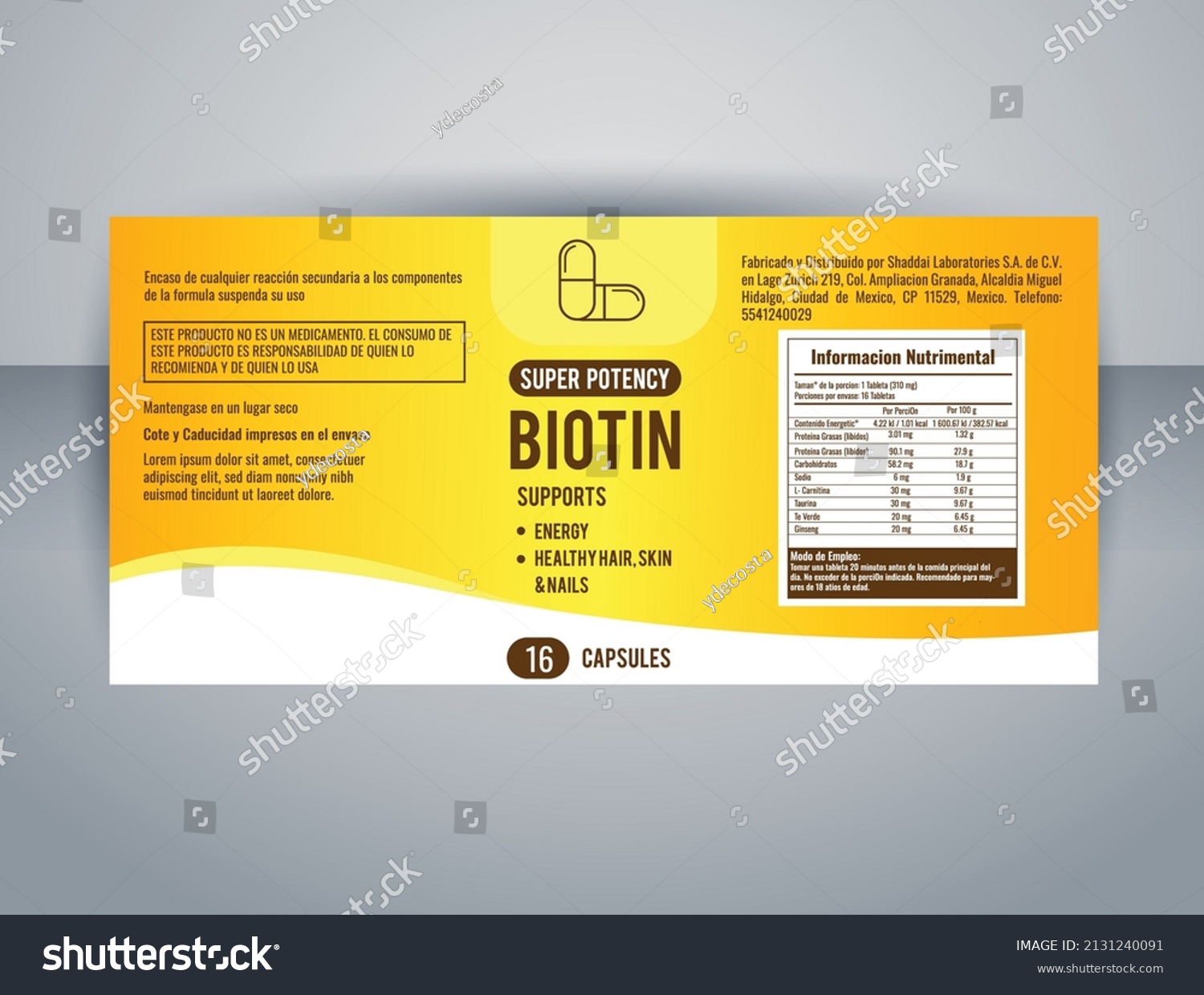 Biotin Label Design Vector Illustration Stock Vector (Royalty Free ...