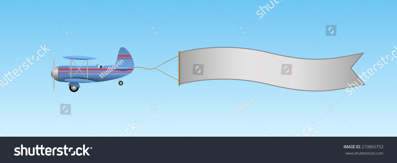 Biplane Aircraft Pulling Advertisement Banner: vector de stock (libre ...