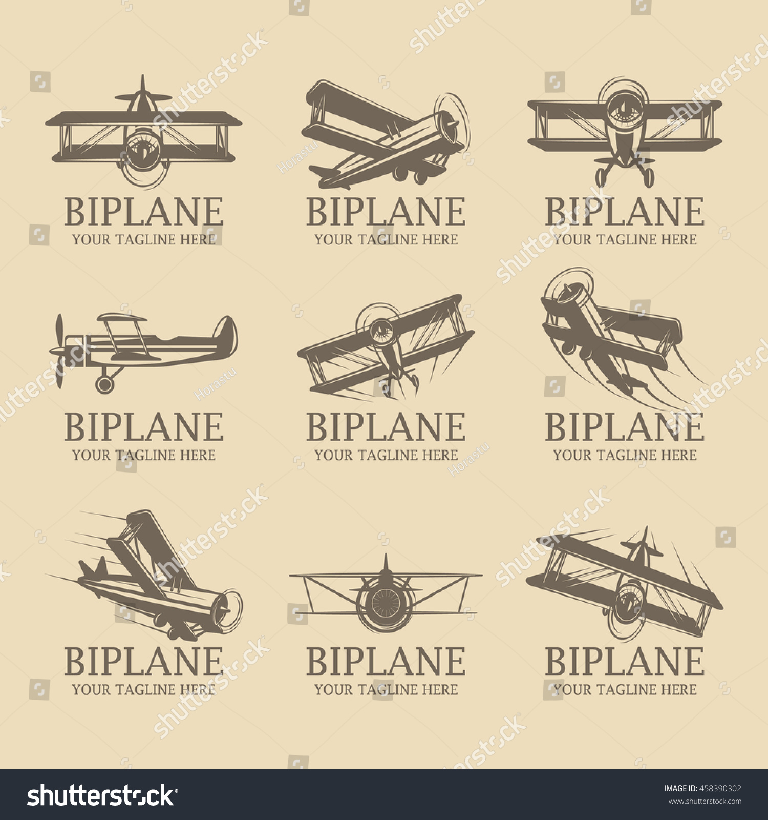 Biplane Logos: vector de stock (libre de regalías) 458390302