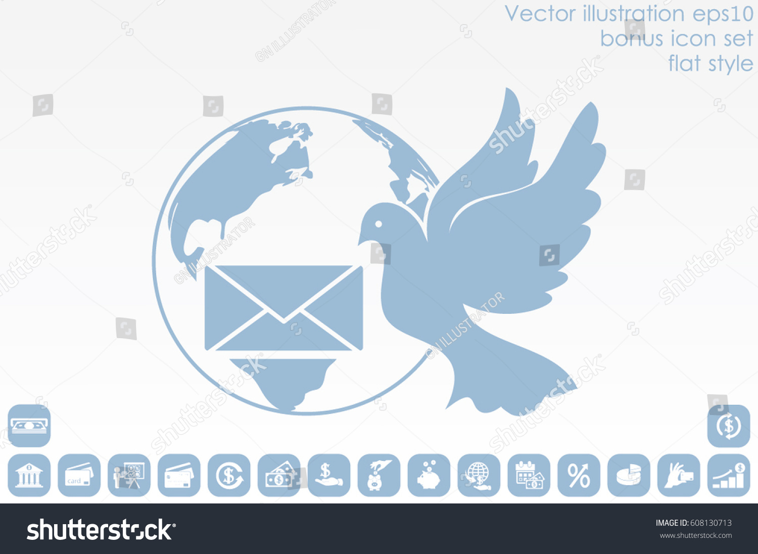 Bird Mail Envelope Vector Illustration Stock Vector (Royalty Free ...