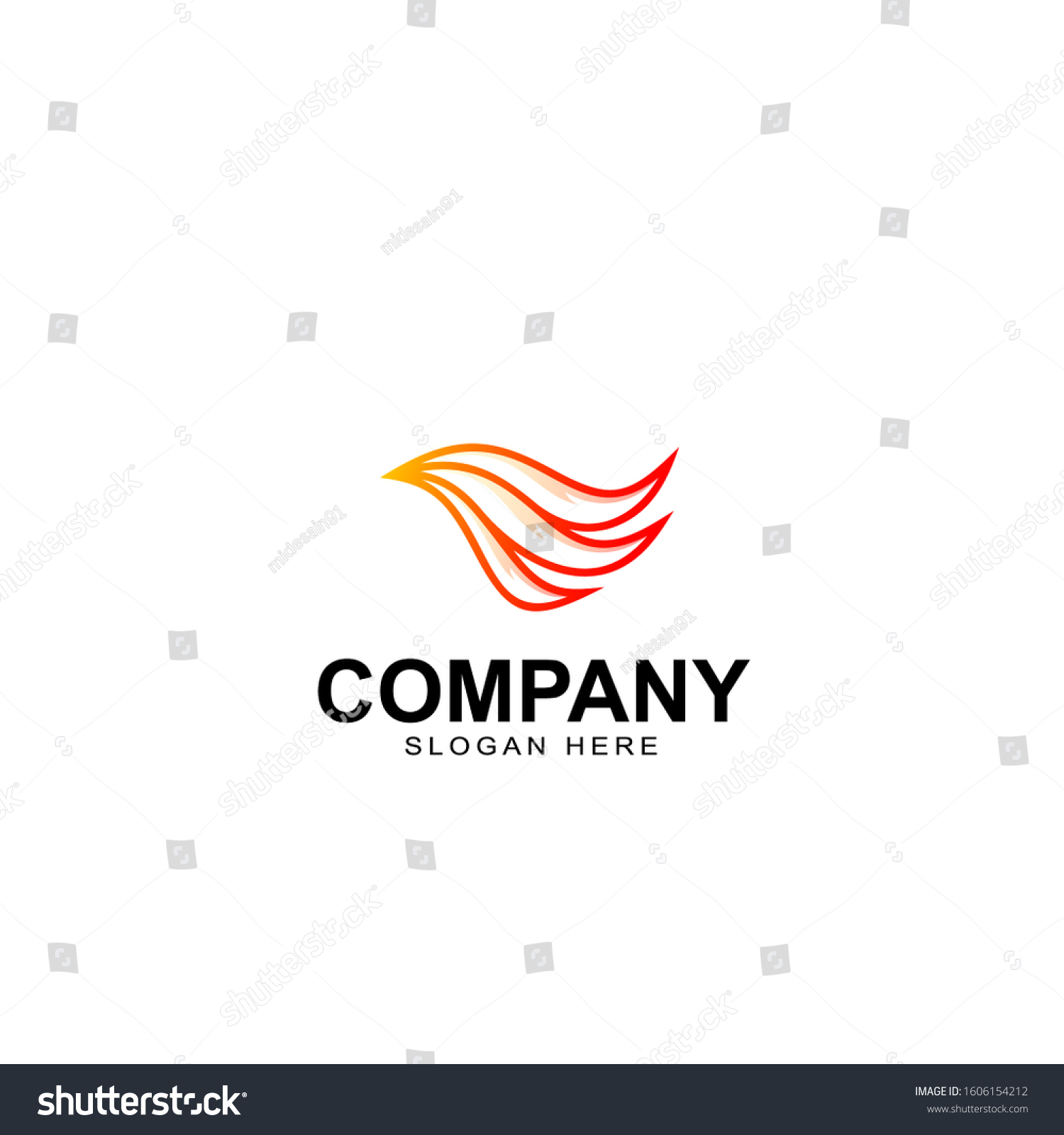 Bird Flame Logo Design Template Stock Vector (Royalty Free) 1606154212
