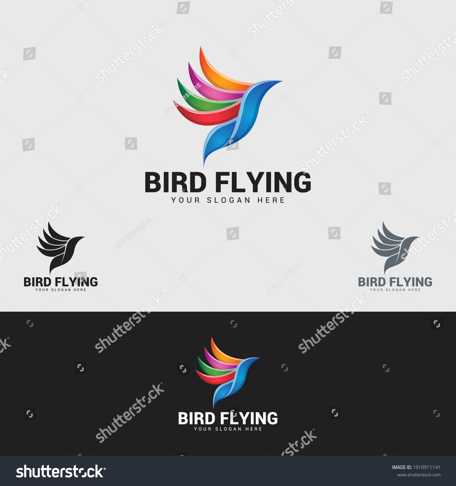 Bird Flying Logo Design Vector Template Stock Vector (Royalty Free ...