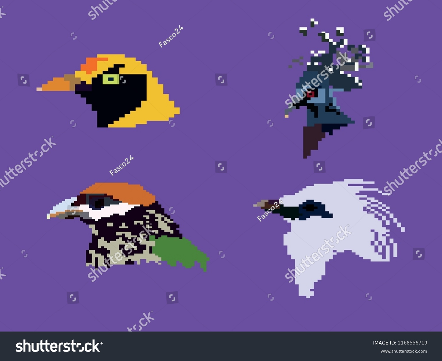 Bird Head Pixel Art Sticker Vector Stock Vector (Royalty Free ...