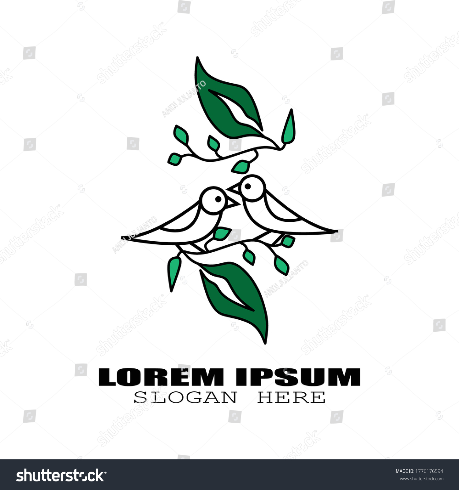 Bird Logo Icon Leaf Shape Stock Vector (Royalty Free) 1776176594 ...
