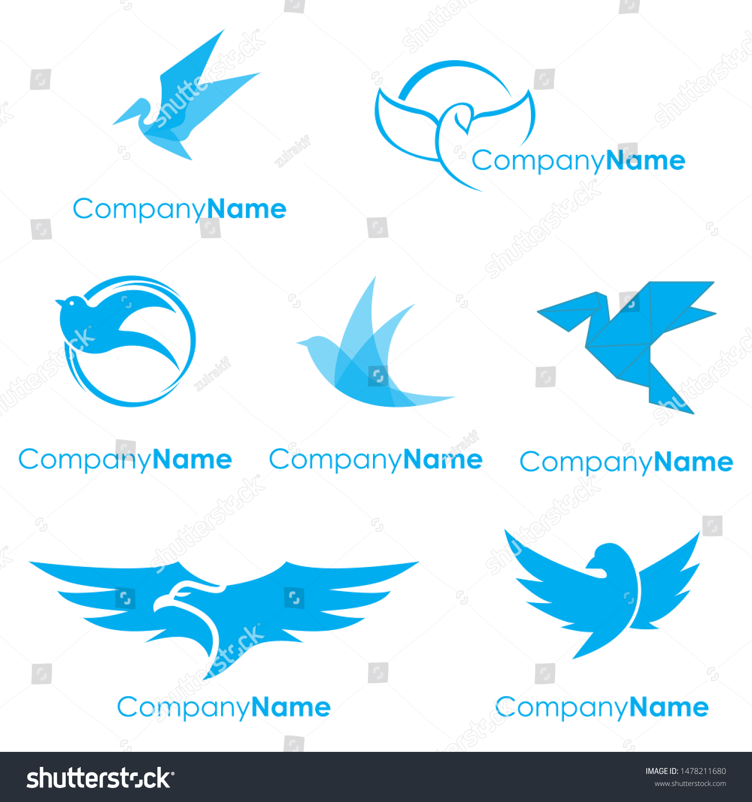 Bird Logo Vector Set Template Design Stock Vector (Royalty Free) 1478211680