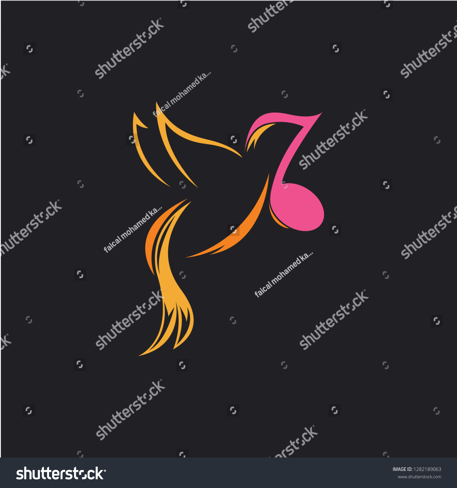 Bird Music Logo Design Stock Vector (Royalty Free) 1282189063 ...