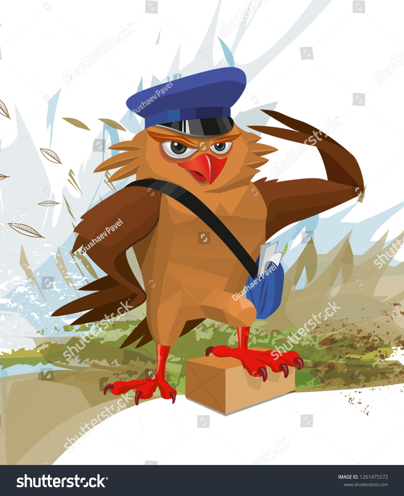 Bird Postman Character Vector Stock Vector (Royalty Free) 1261475572