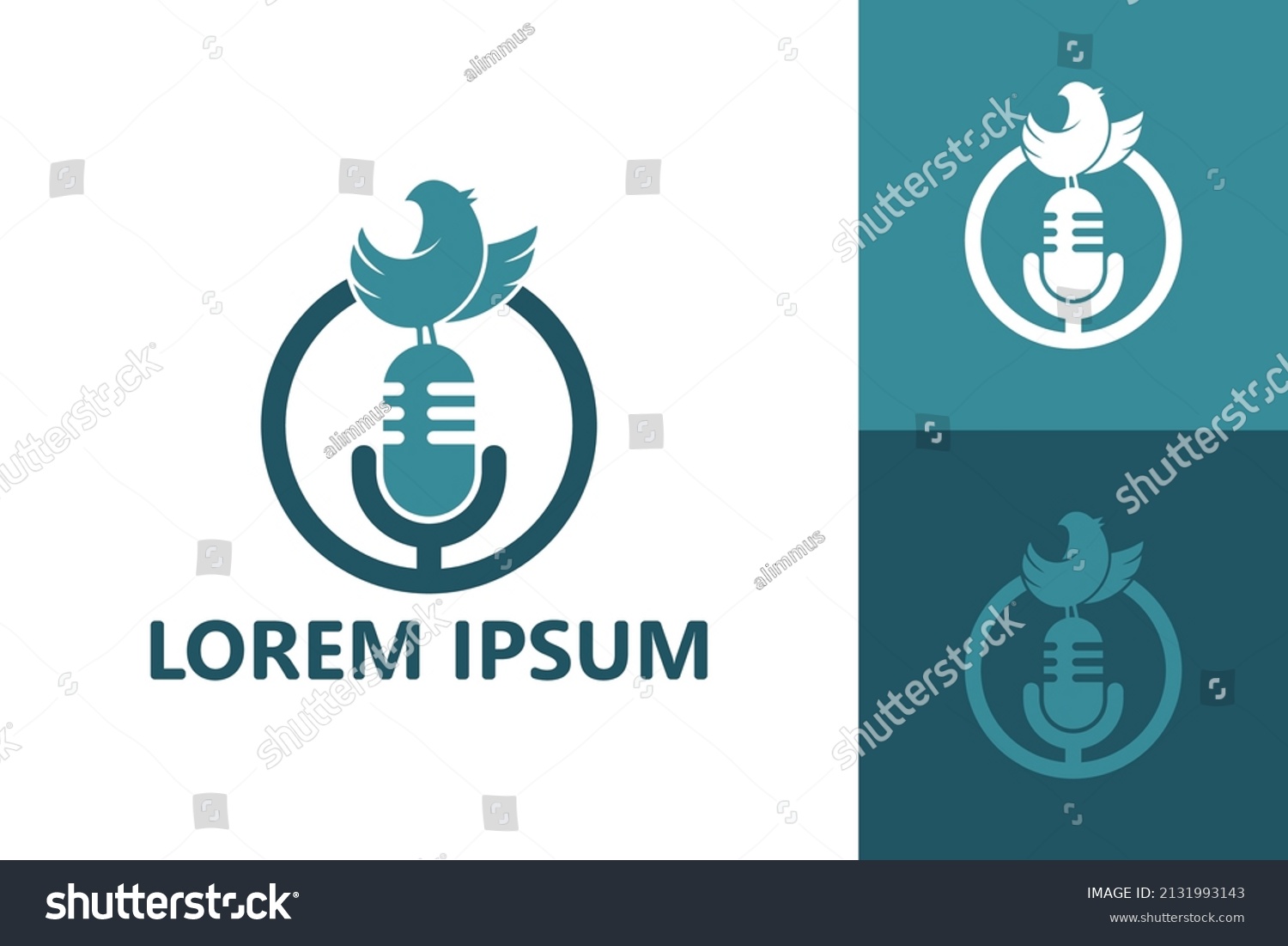 Bird Singing Mic Logo Template Design Stock Vector (Royalty Free ...