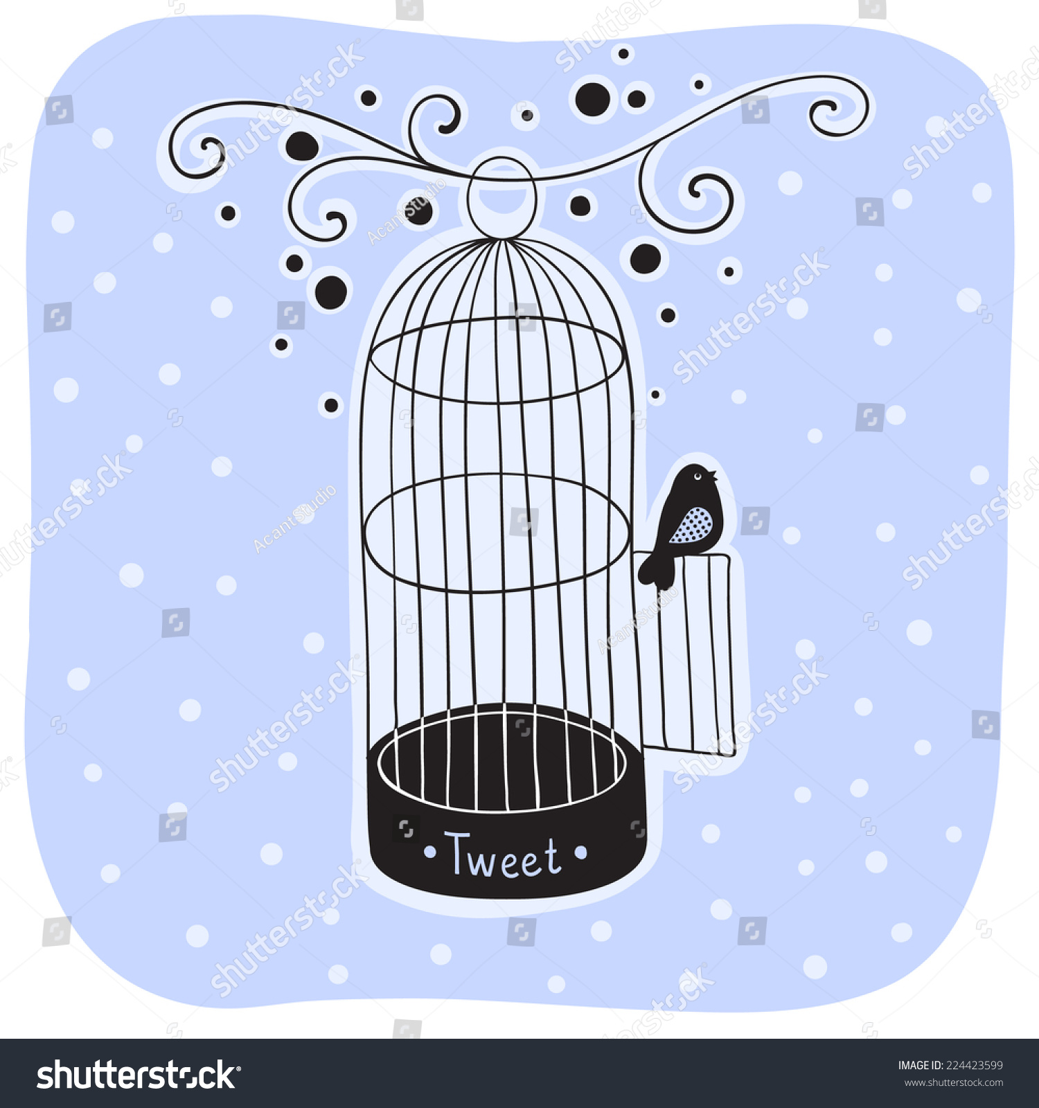 Bird Tweeting Vector Illustration Stock Vector (Royalty Free) 224423599 ... Bird Tweeting Vector Illustration Stock Vector (Royalty Free) 224423599 ...