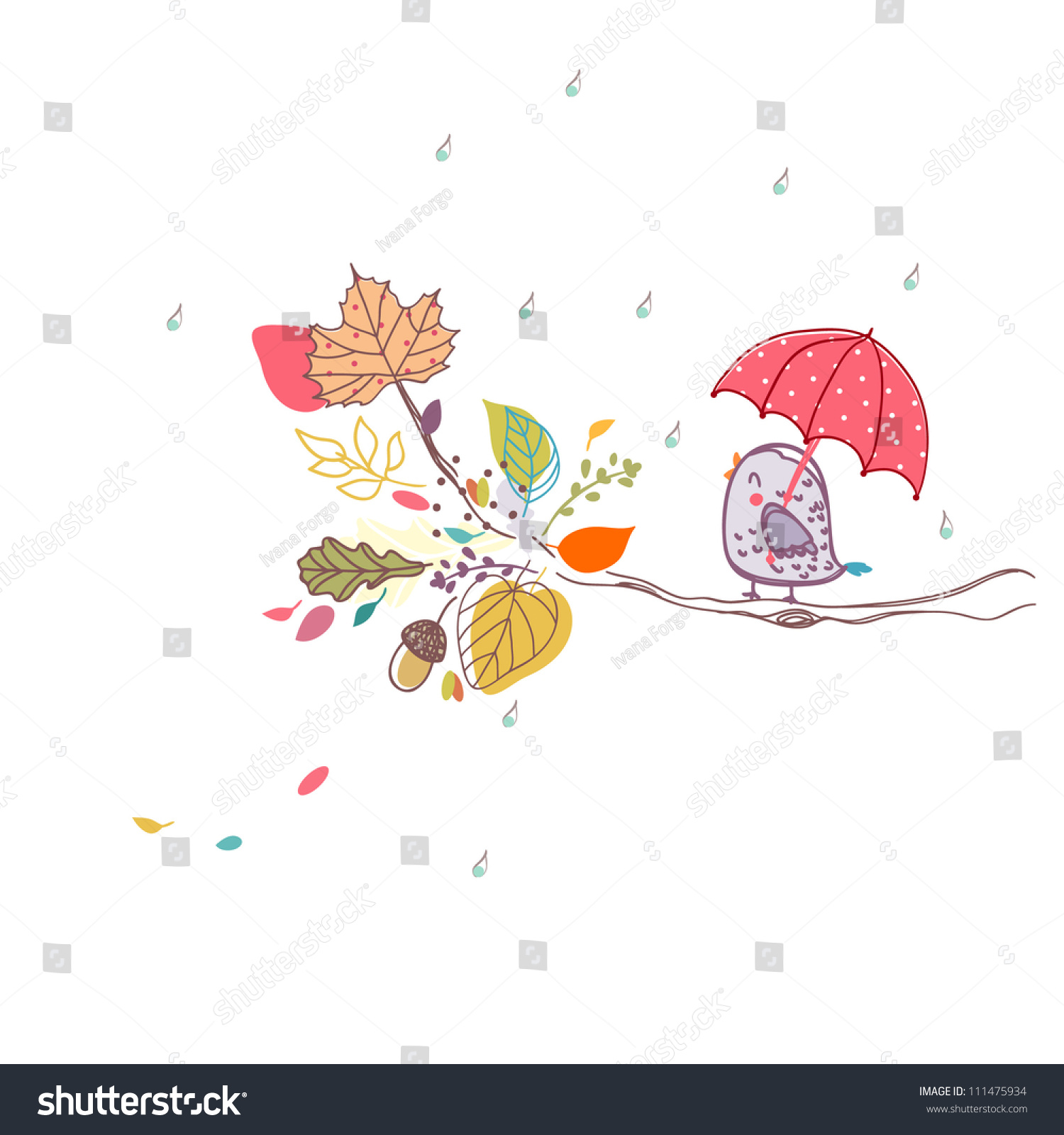 Bird Umbrella Stock Vector (Royalty Free) 111475934
