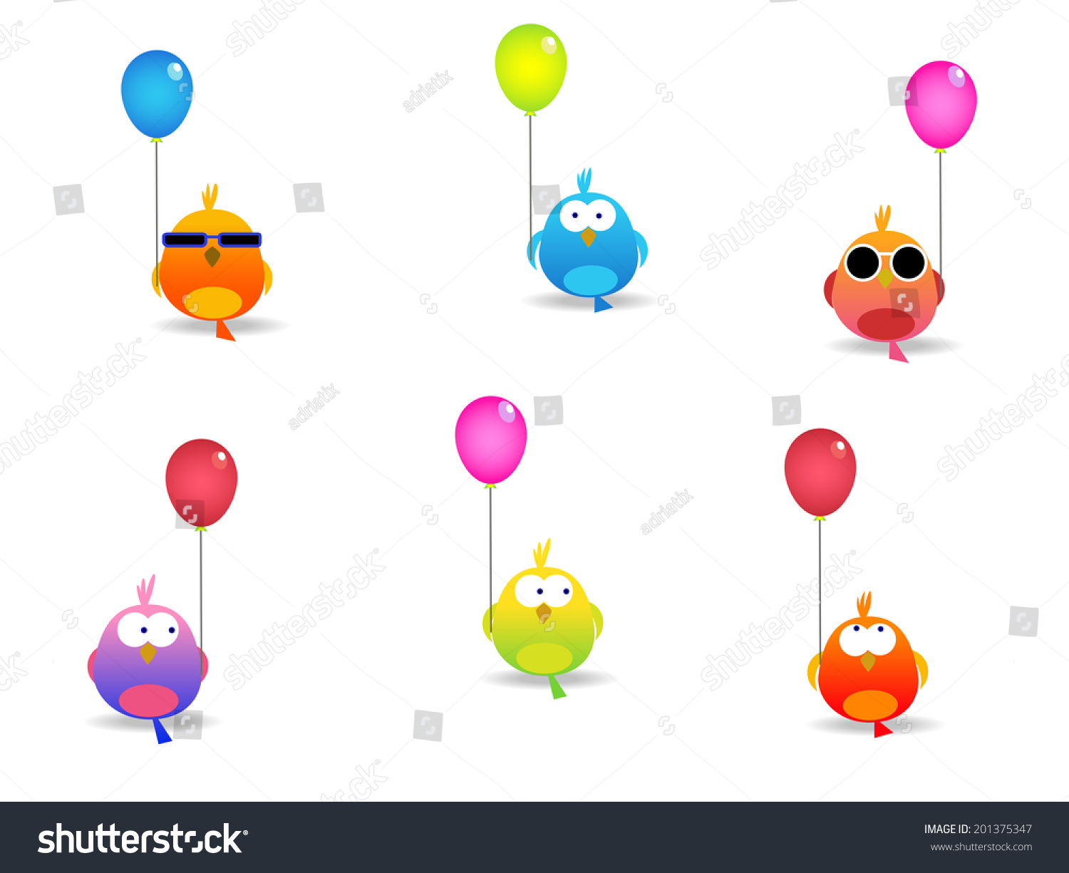 Birds Balloons Stock Vector (Royalty Free) 201375347 | Shutterstock