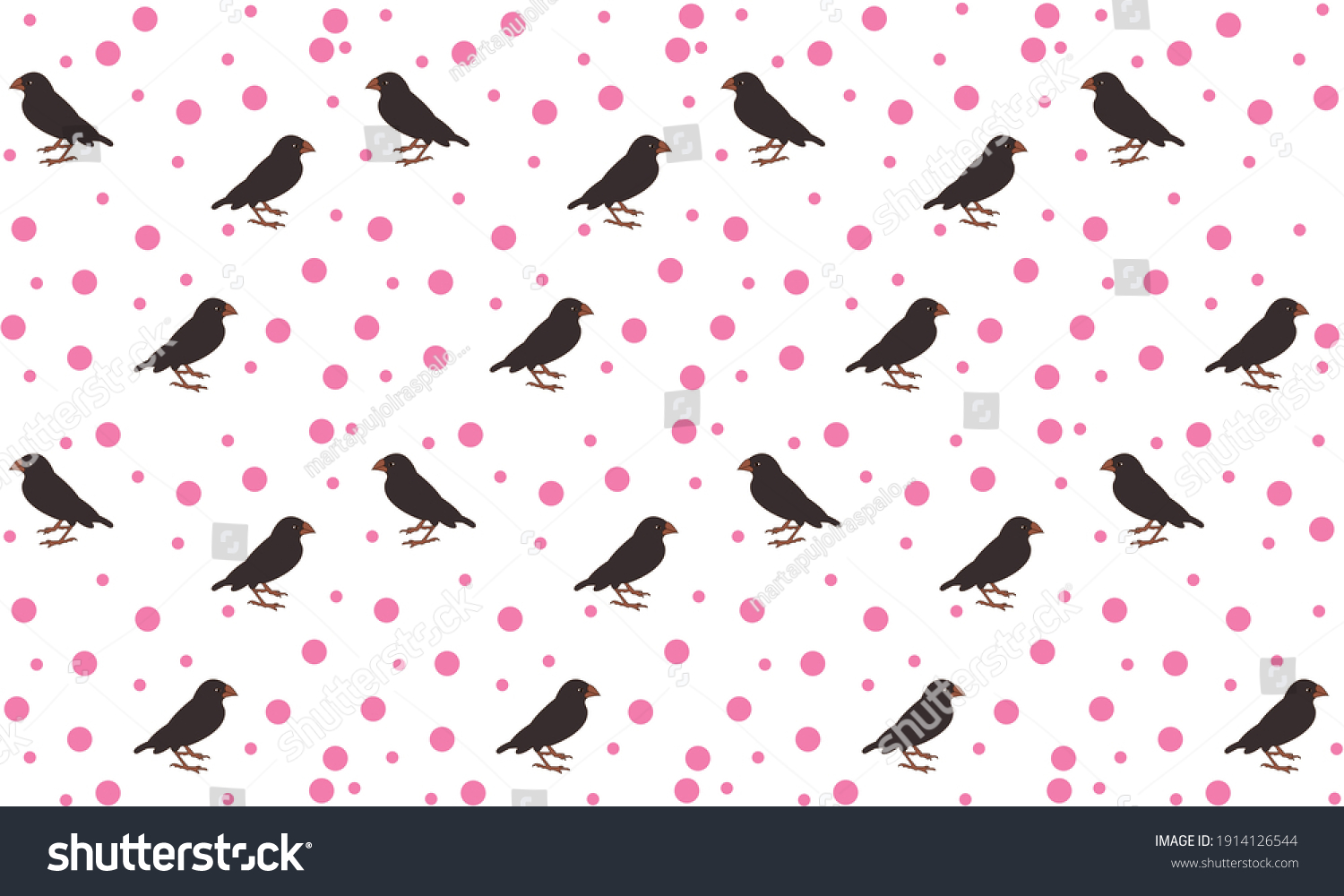 Birds Pink Spots Pattern Stock Vector (Royalty Free) 1914126544 ...