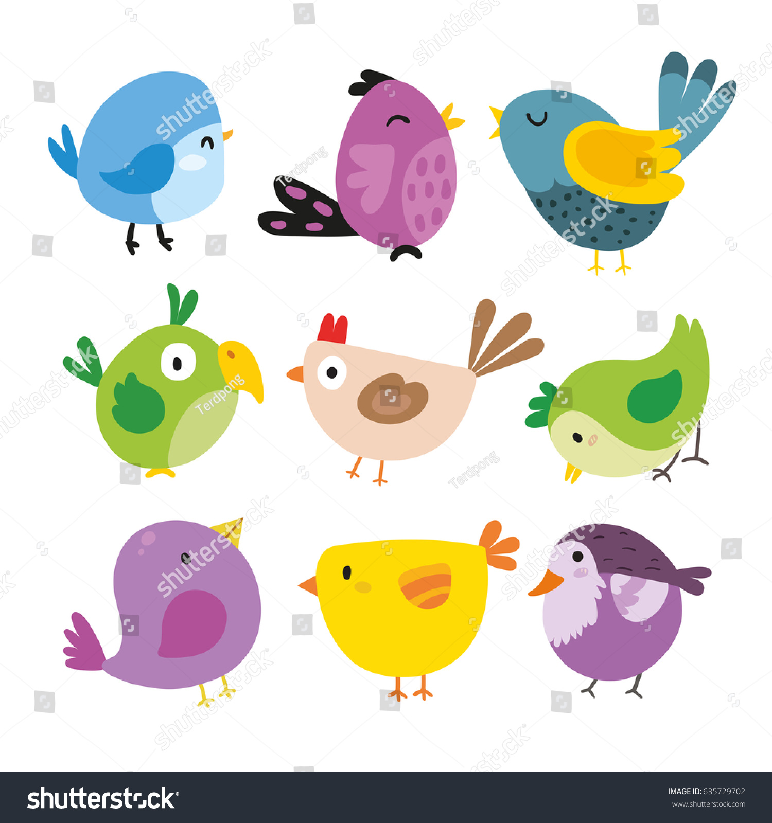 Birds Character Design Stock Vector (Royalty Free) 635729702 | Shutterstock