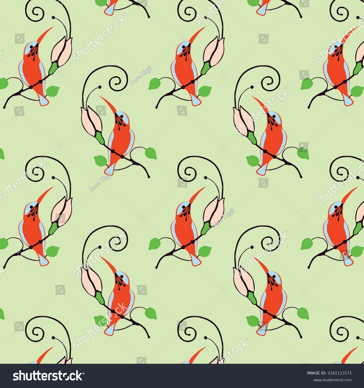 Birds Pattern Design Fabric Vector Stock Vector (Royalty Free ...