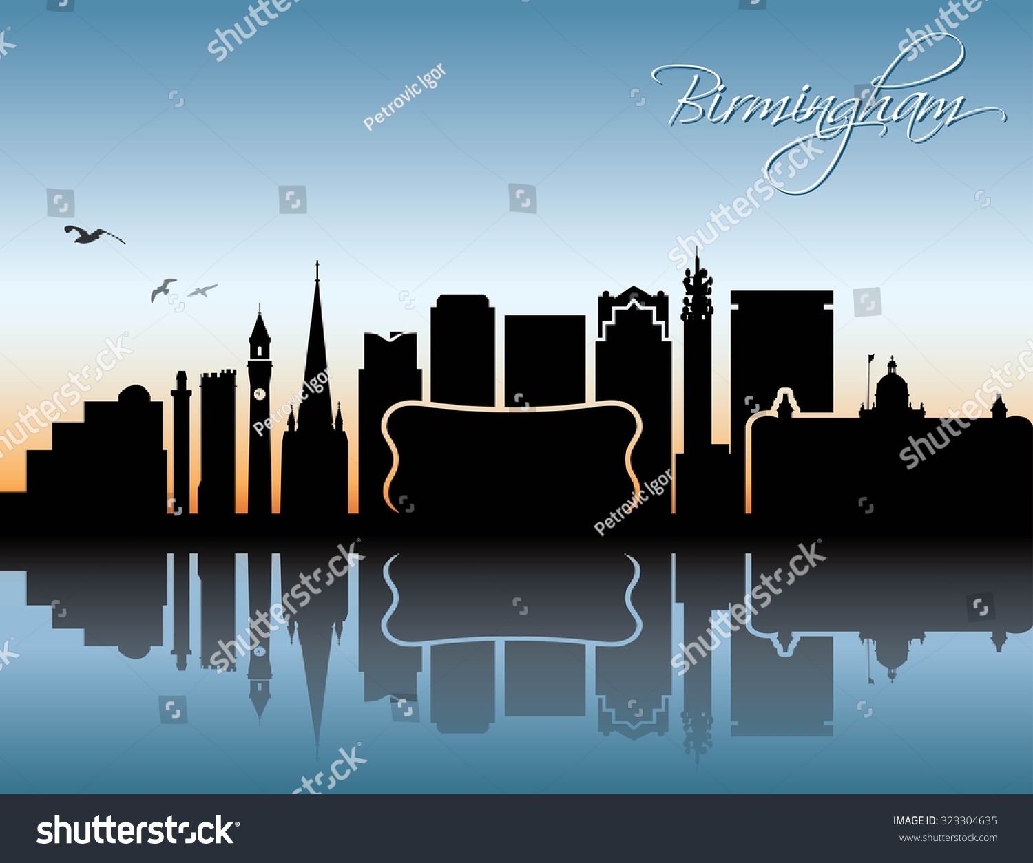 Birmingham Skyline Vector Illustration Stock Vector (Royalty Free ...