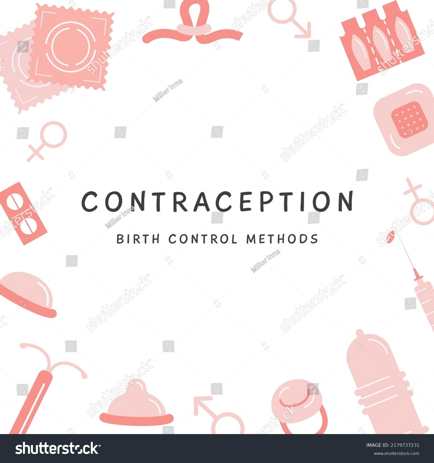 Birth Control Methods Square Banner Place Stock Vector Royalty Free 2179737231 Shutterstock