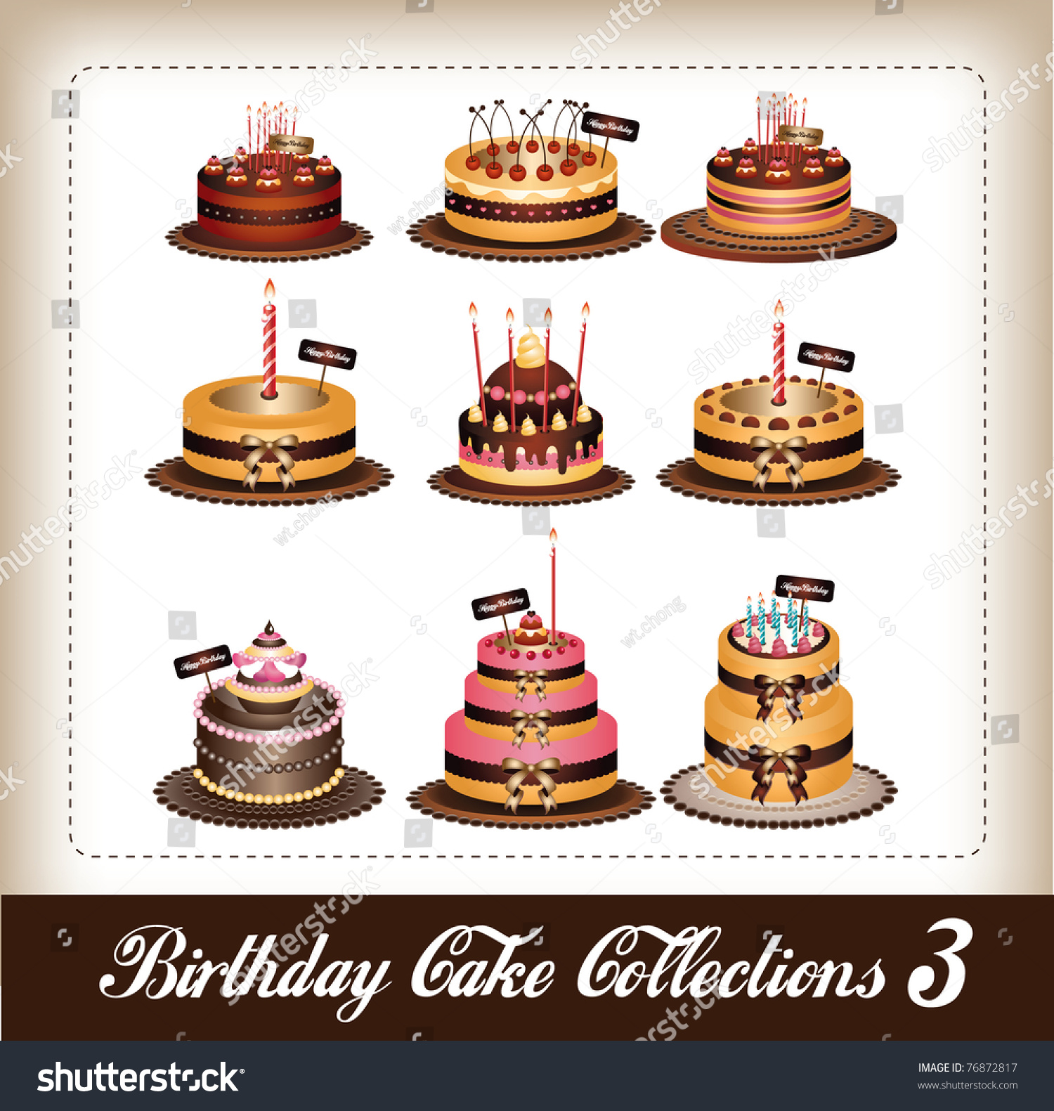 Birthday Cake Collection Stock Vector (Royalty Free) 76872817