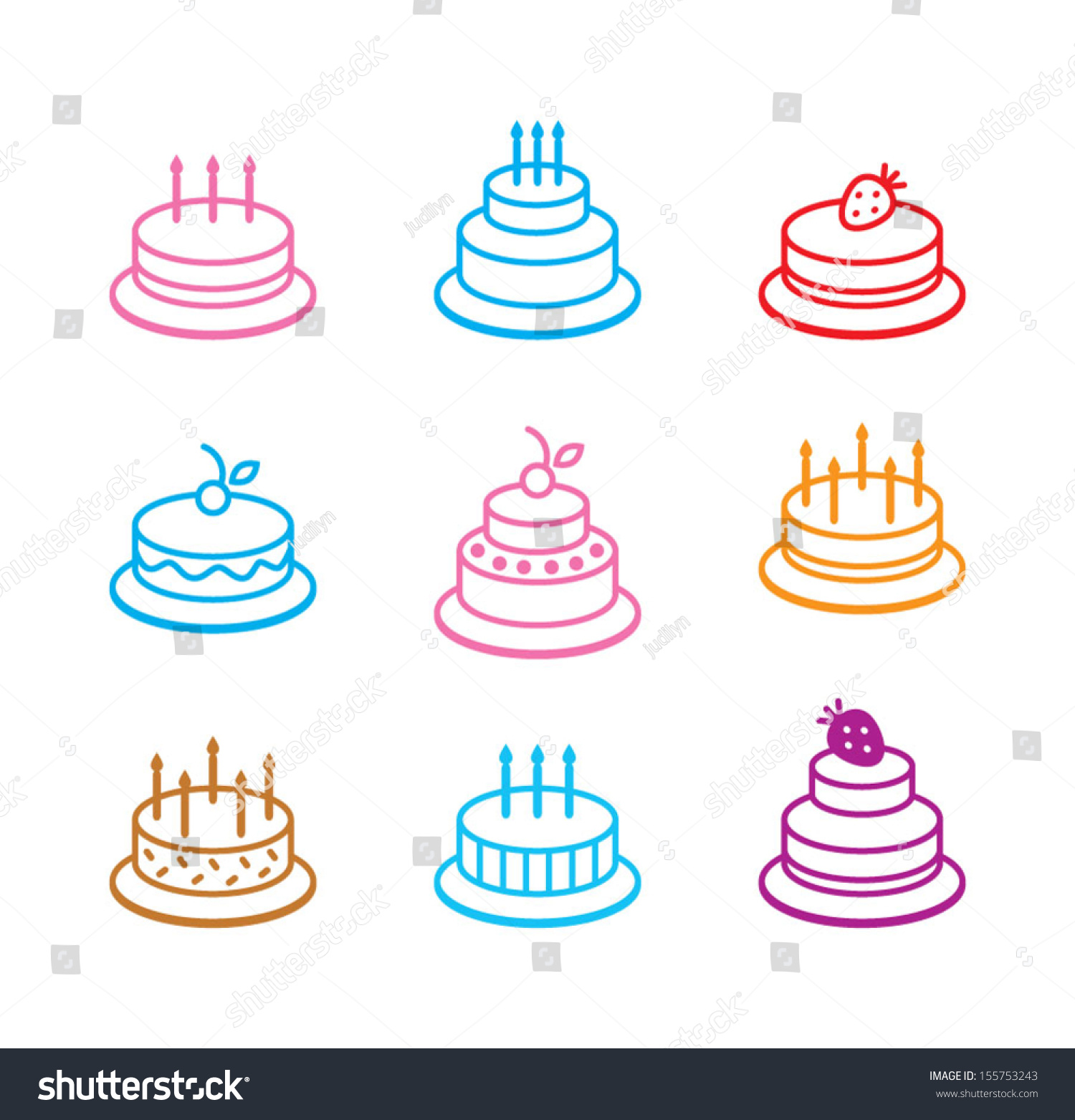 Birthday Cake Icon Stock Vector Illustration 155753243 : Shutterstock