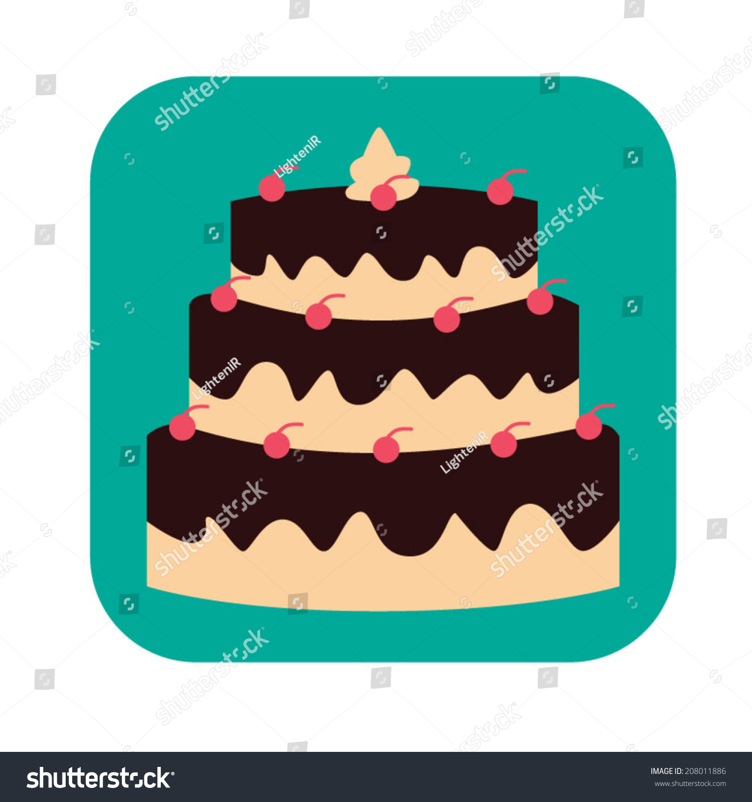 Birthday Cake Vector Icon Stock Vector (Royalty Free) 208011886