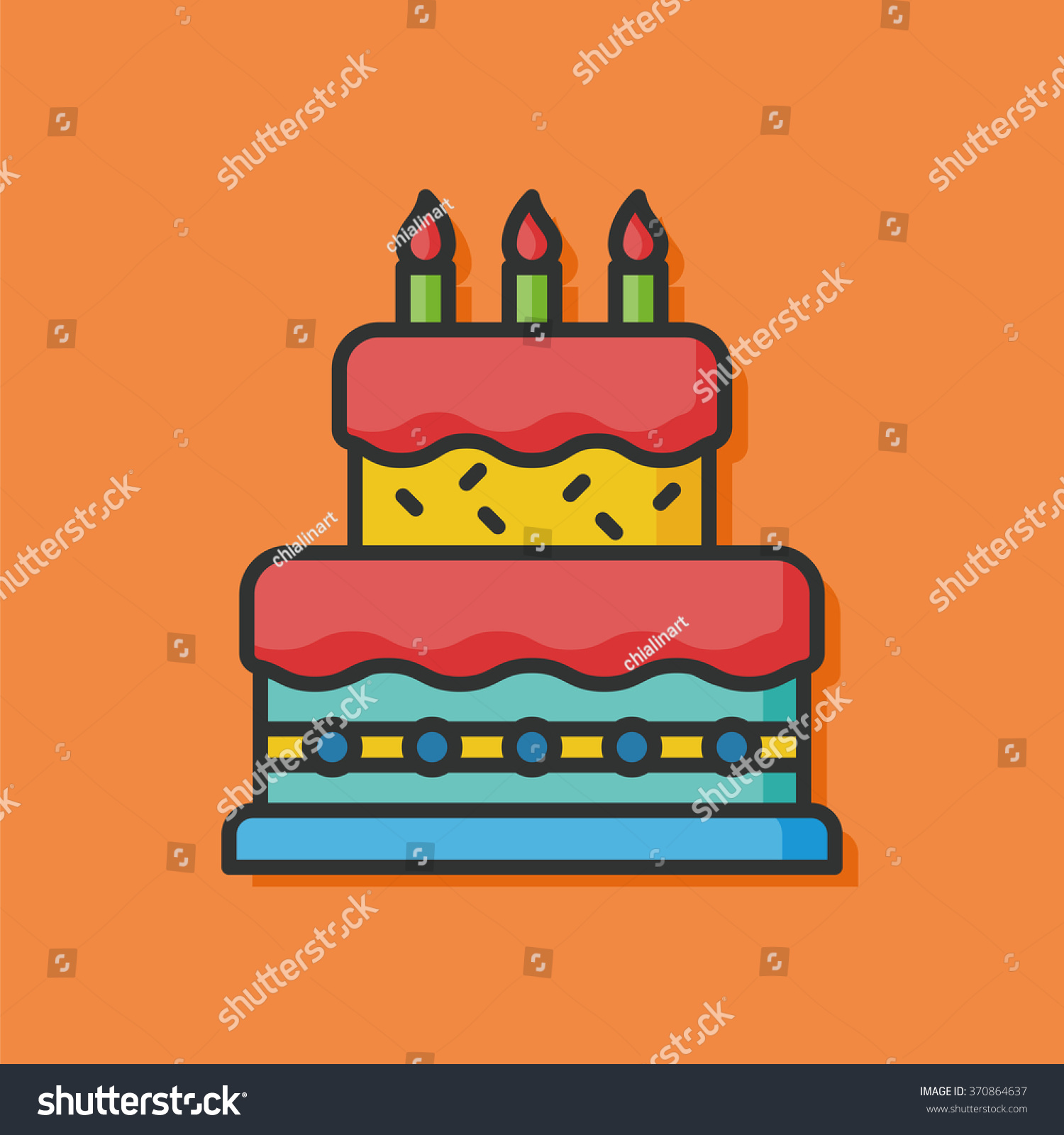 Birthday Cake Vector Icon Stock Vector (Royalty Free) 370864637 ...
