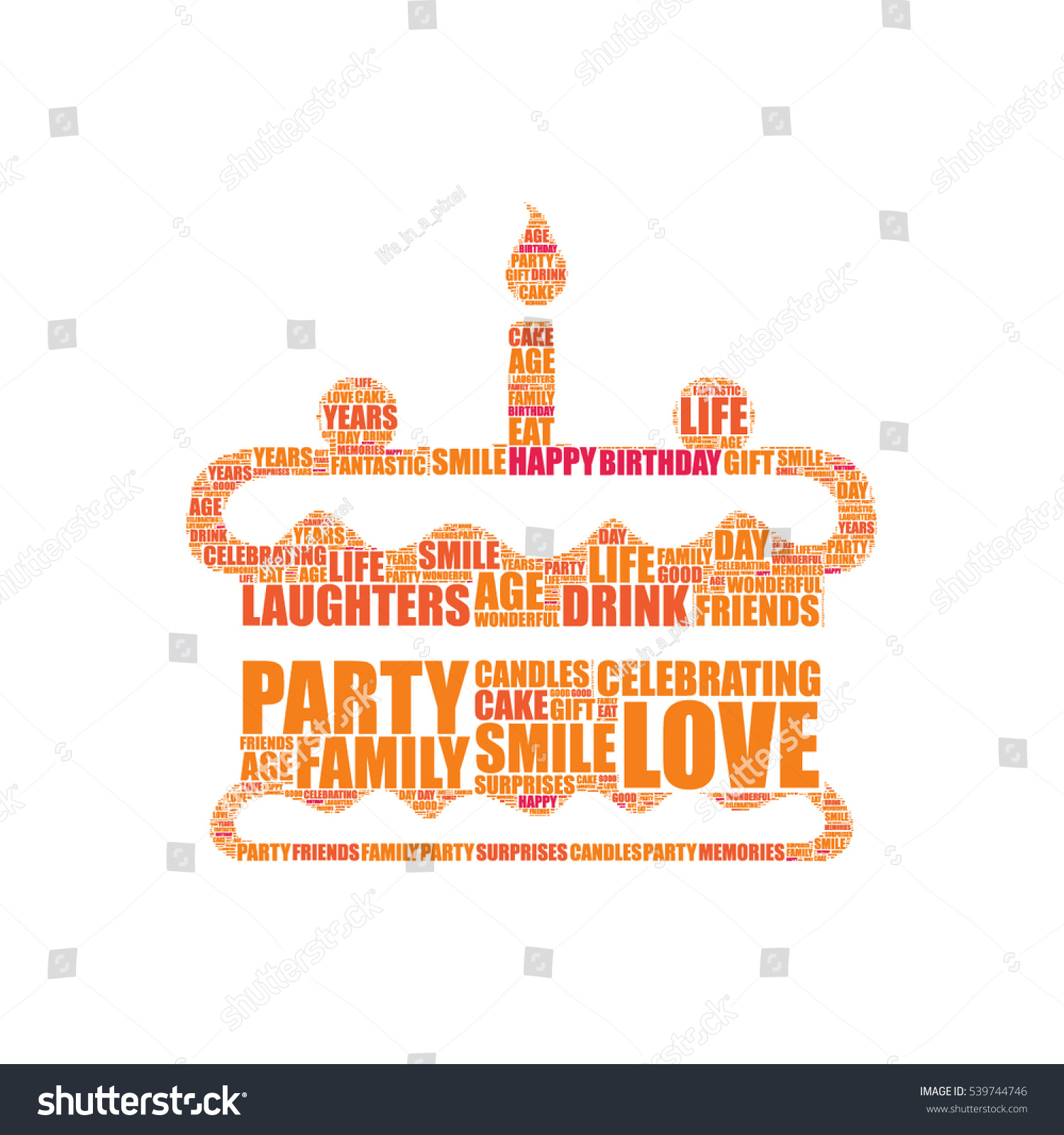 Birthday Cake Vector Tag Cloud Illustration Stock Vector (Royalty Free ...